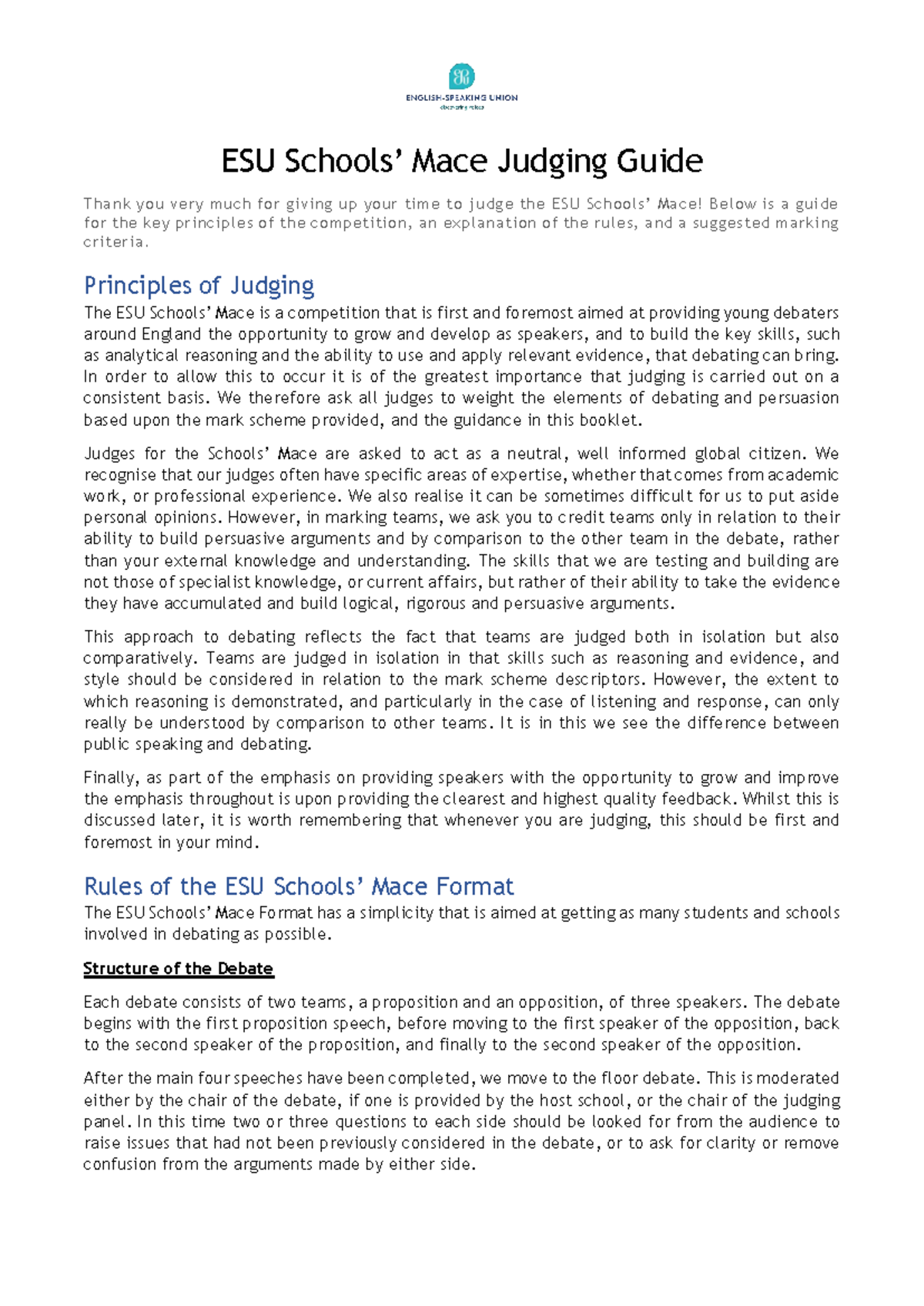 Judge-Guide - Judge notes for debate - ESU Schools’ Mace Judging Guide ...