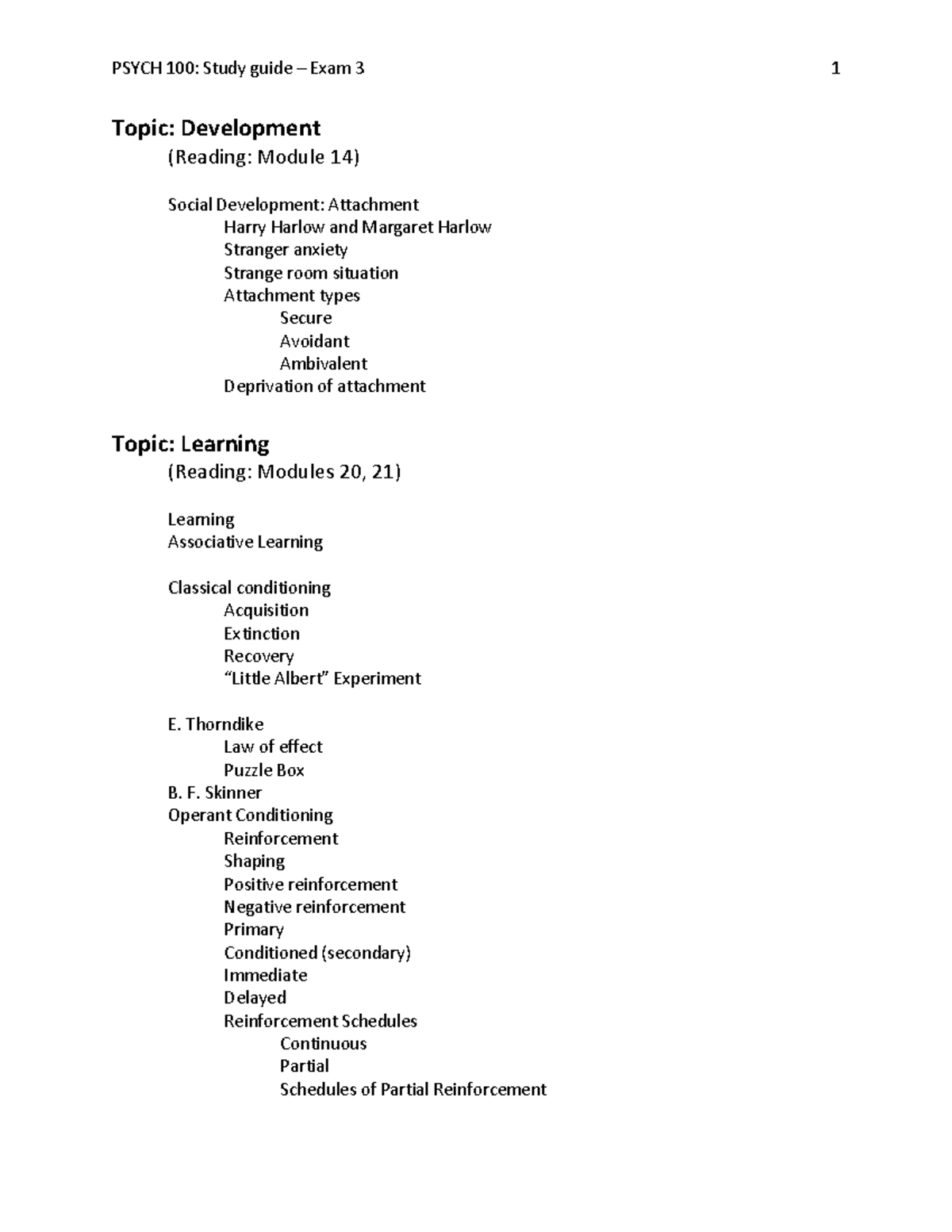 Exam3-Study guide - Topic: Development (Reading: Module 14) Social ...