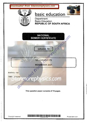 FS Geography Settlement Grade 12 August 2022 Test and Memo - GR 12 ...