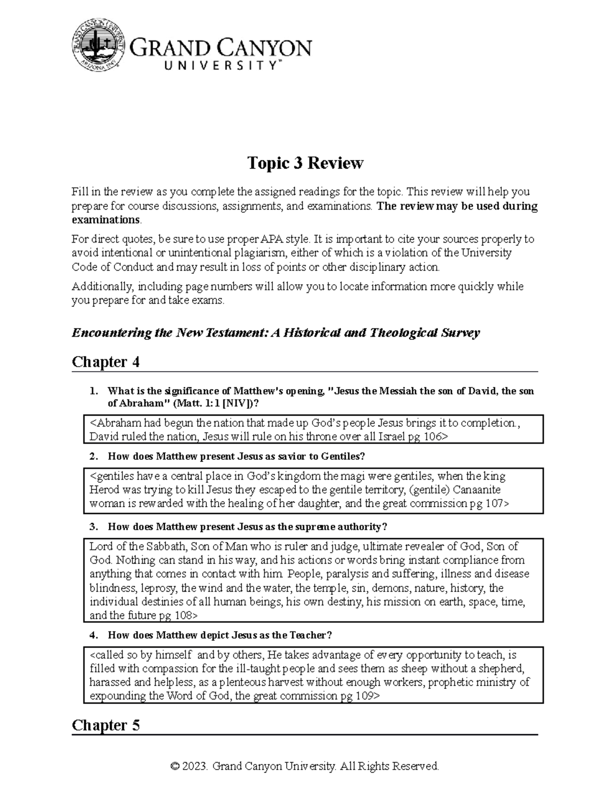 BIB 107 RS T3Review - study guide - Topic 3 Review Fill in the review ...