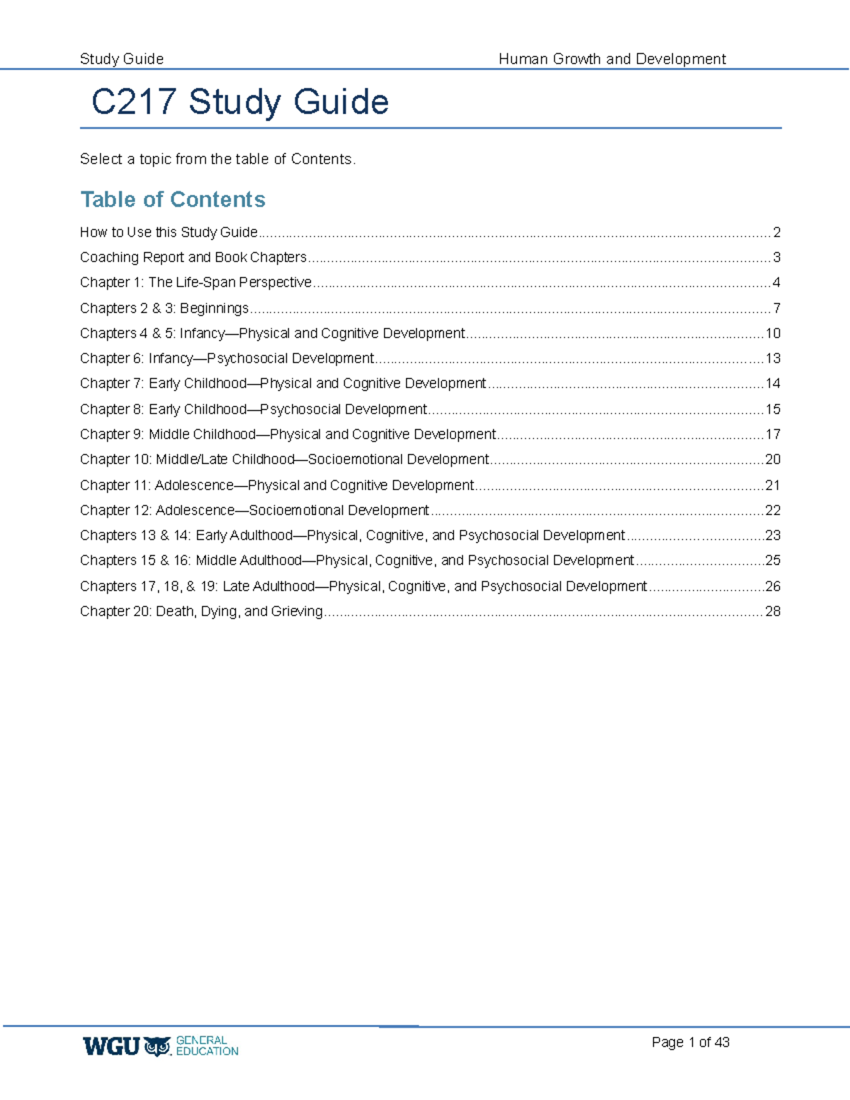 C217 study guide - C217 Study Guide Select a topic from the table of ...