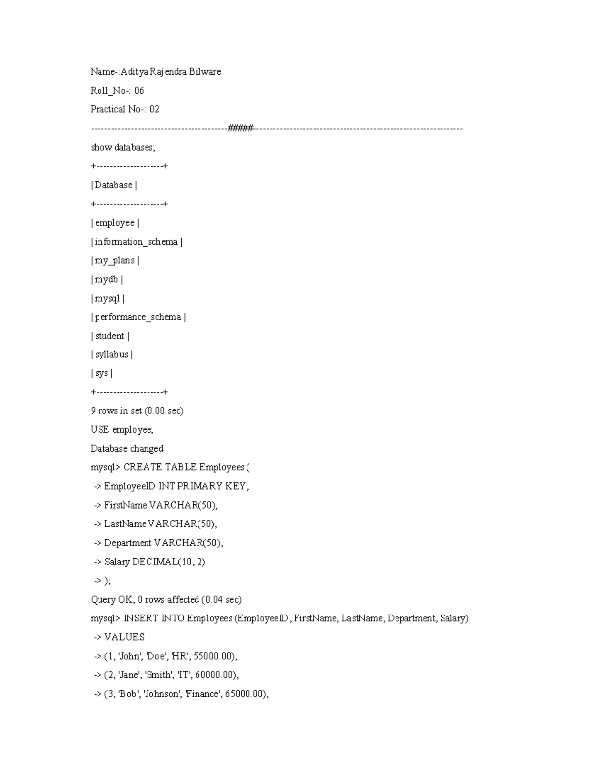 Dbms2 - fggf - Name-:Aditya Rajendra Bilware Roll_No-: 06 Practical No ...