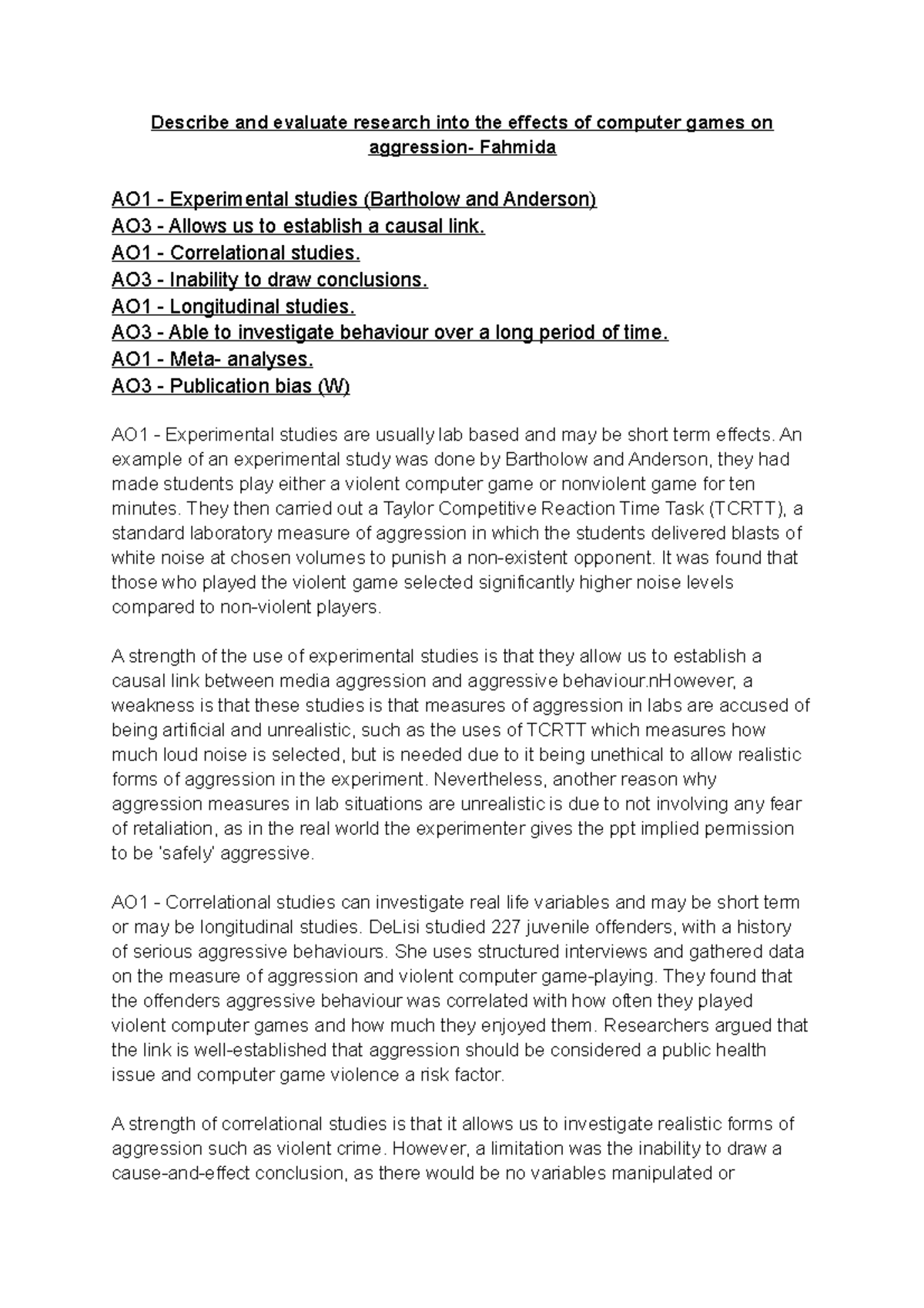 Media influences Effects of computer games on aggression Essay ...