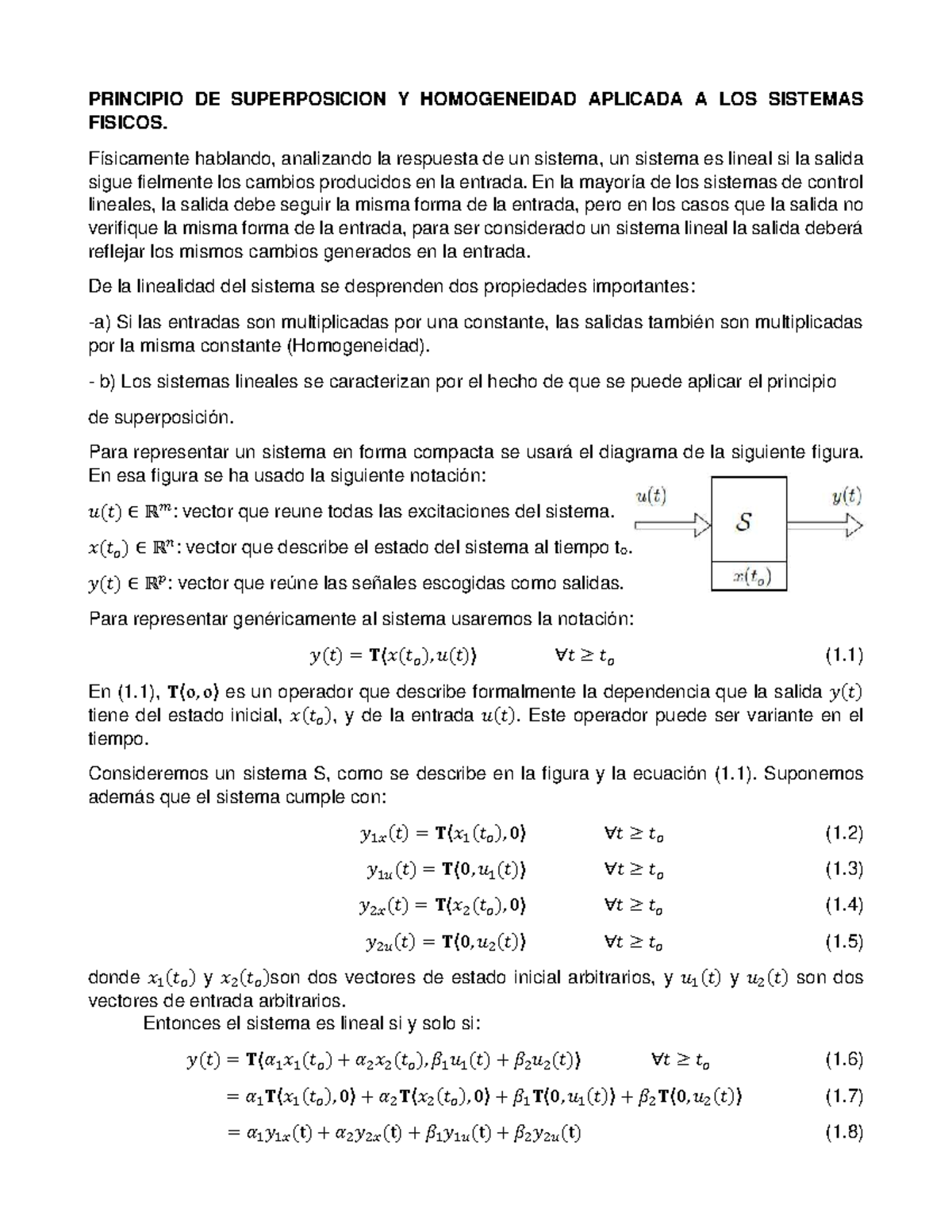 Principio DE Superposicion Y Homogeneidad Aplicada A LOS Sistemas ...