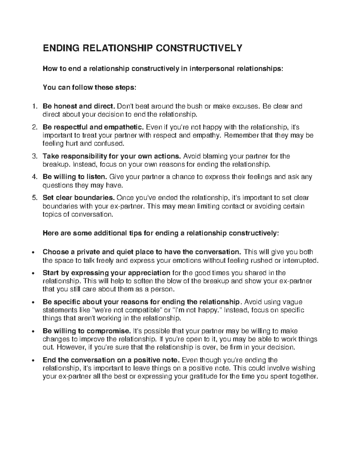 Ending Relationship Constructively - ENDING RELATIONSHIP CONSTRUCTIVELY ...