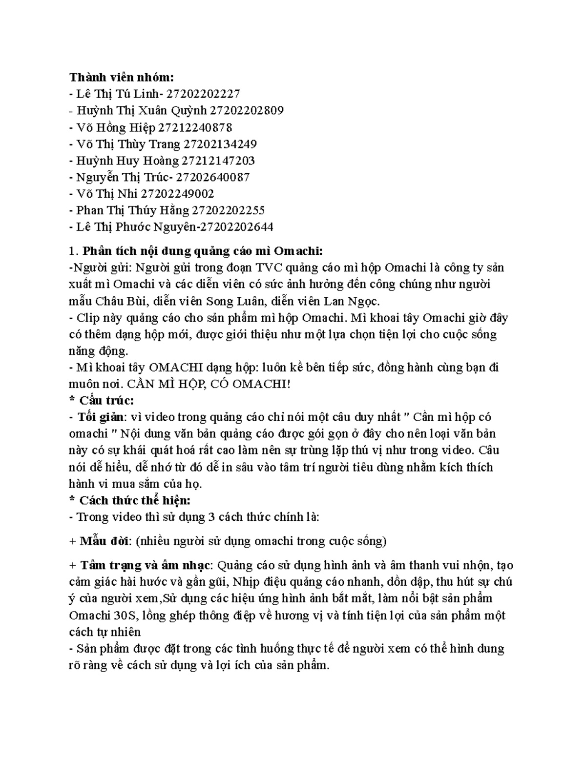 Nhóm lớp MKT364 N - Bài tập nhóm - Thành viên nhóm: Lê Thị Tú Linh- 27202202227 Huỳnh Thị Xuân ...