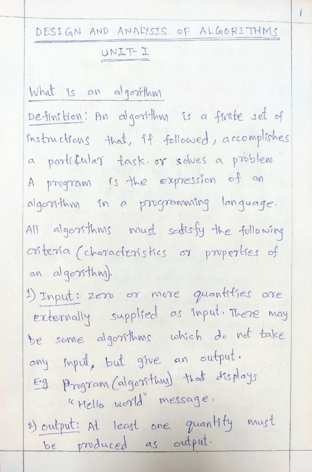 DAA UNIT-1 - Btech CSE - CSE (Software Engineering) - Studocu