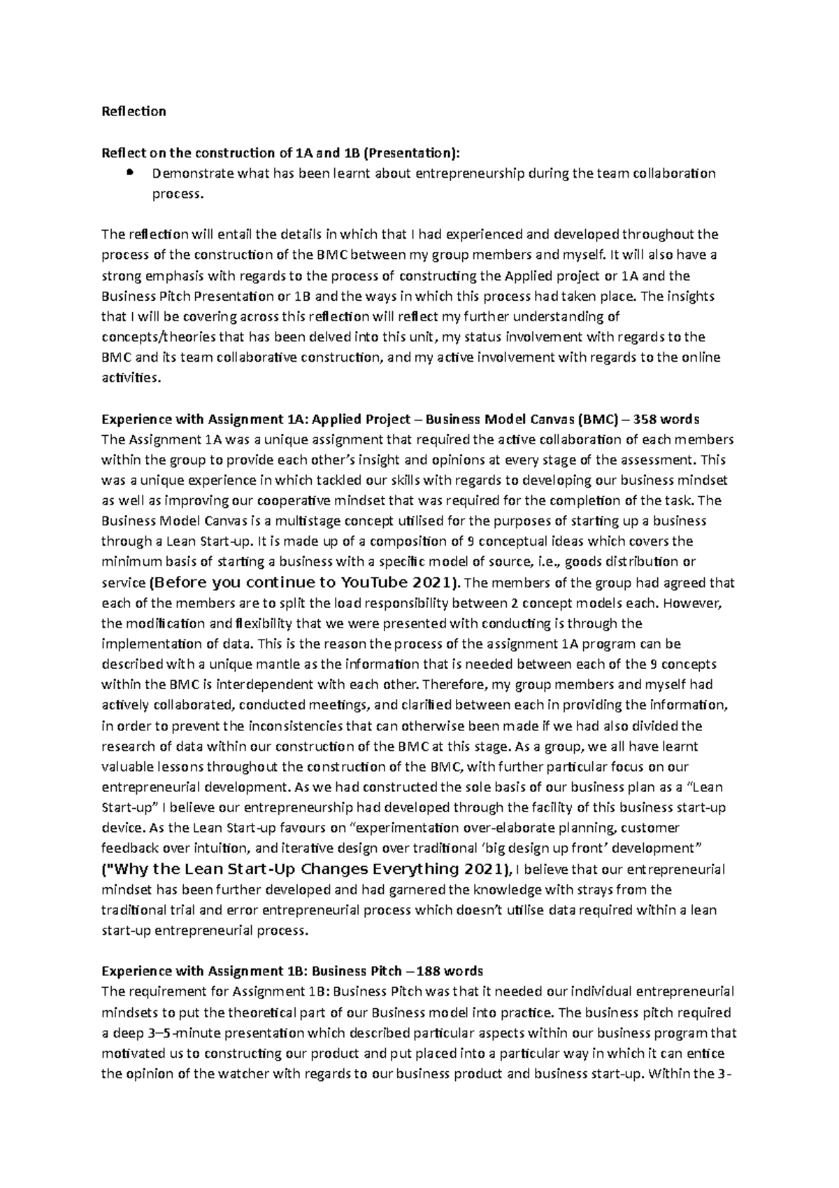 A. Reflection - Draft unit work 200863 - Reflection Reflect on the ...