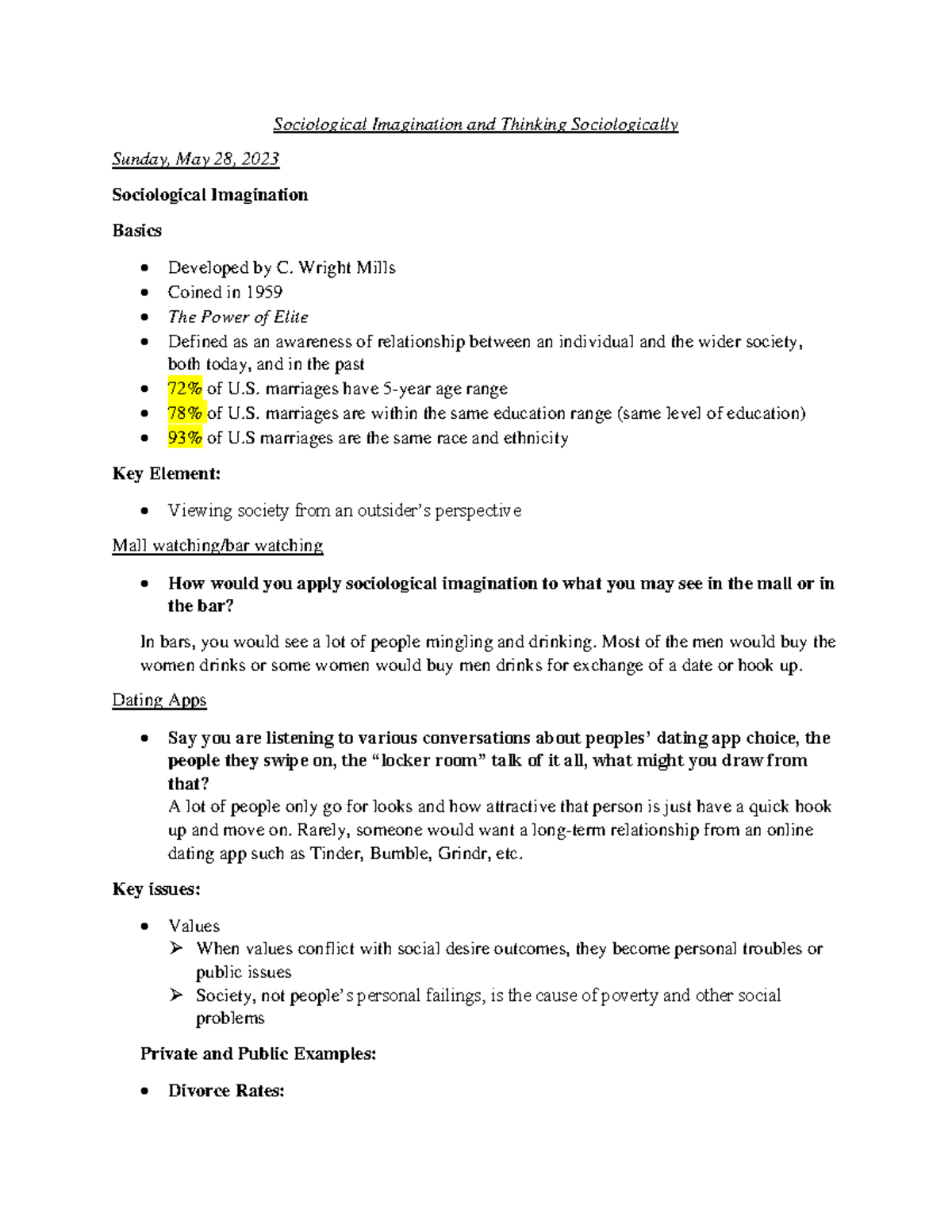 SOCL Notes-2 - Lecture notes on - Sociological Imagination and Thinking ...