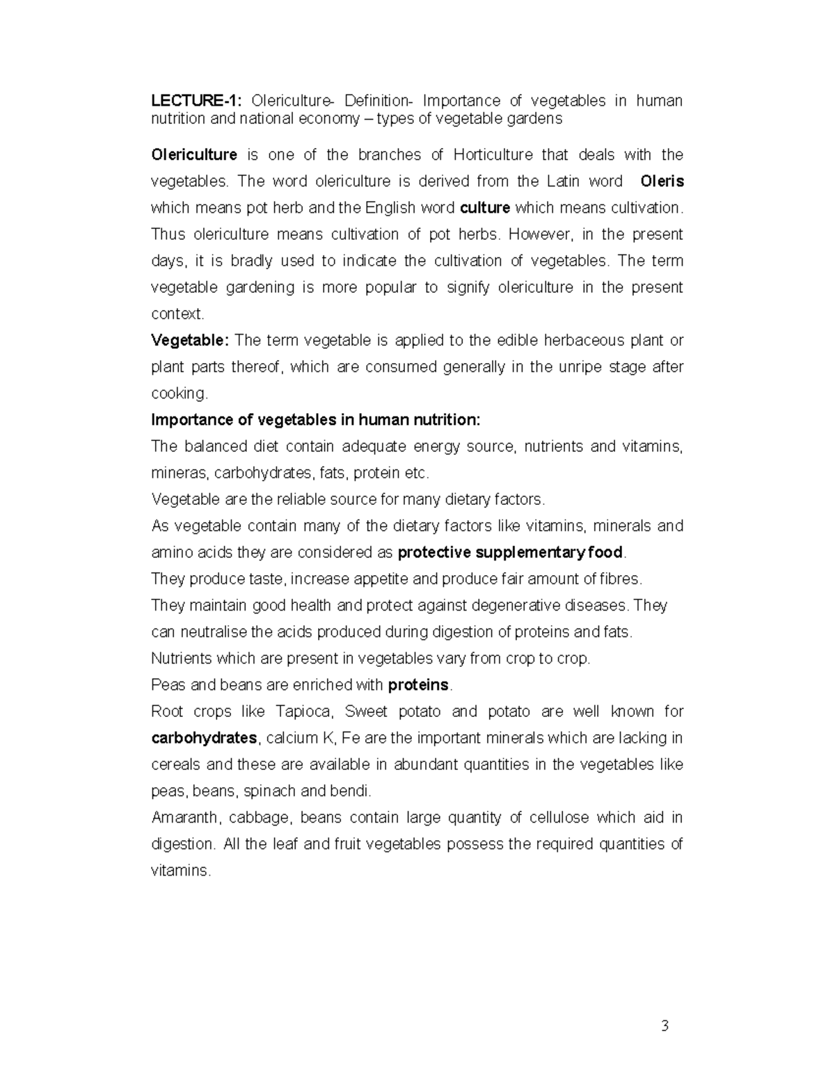 Scope & importance types of vegetable garden - LECTURE-1: Olericulture ...