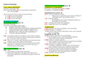 Llb301 notes - LLB301: Evidence Study Notes Week 1 Burden and Standard ...