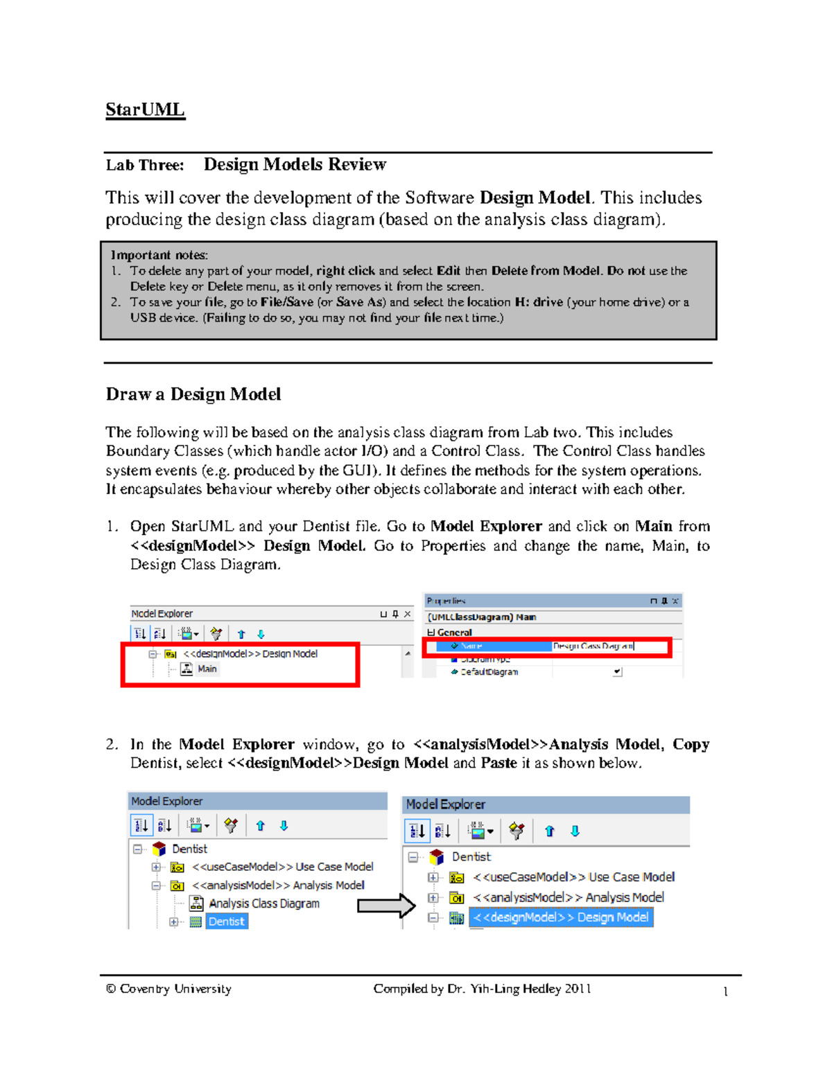Star UML 3 - Review - Lecture notes 5 - StarUML Lab Three: Design ...
