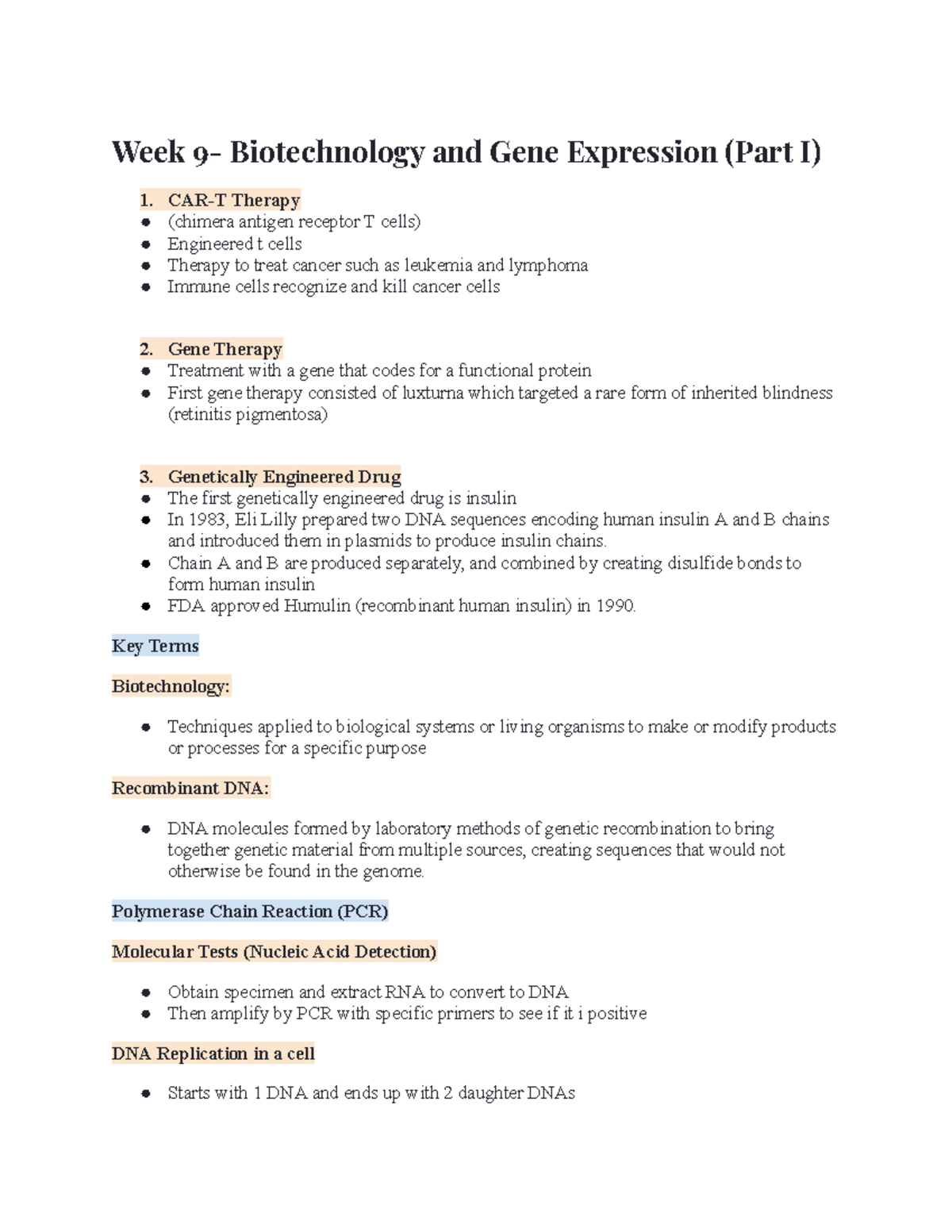 BIO Final EXAM - These notes are the last four weeks of bio. - Week 9 ...