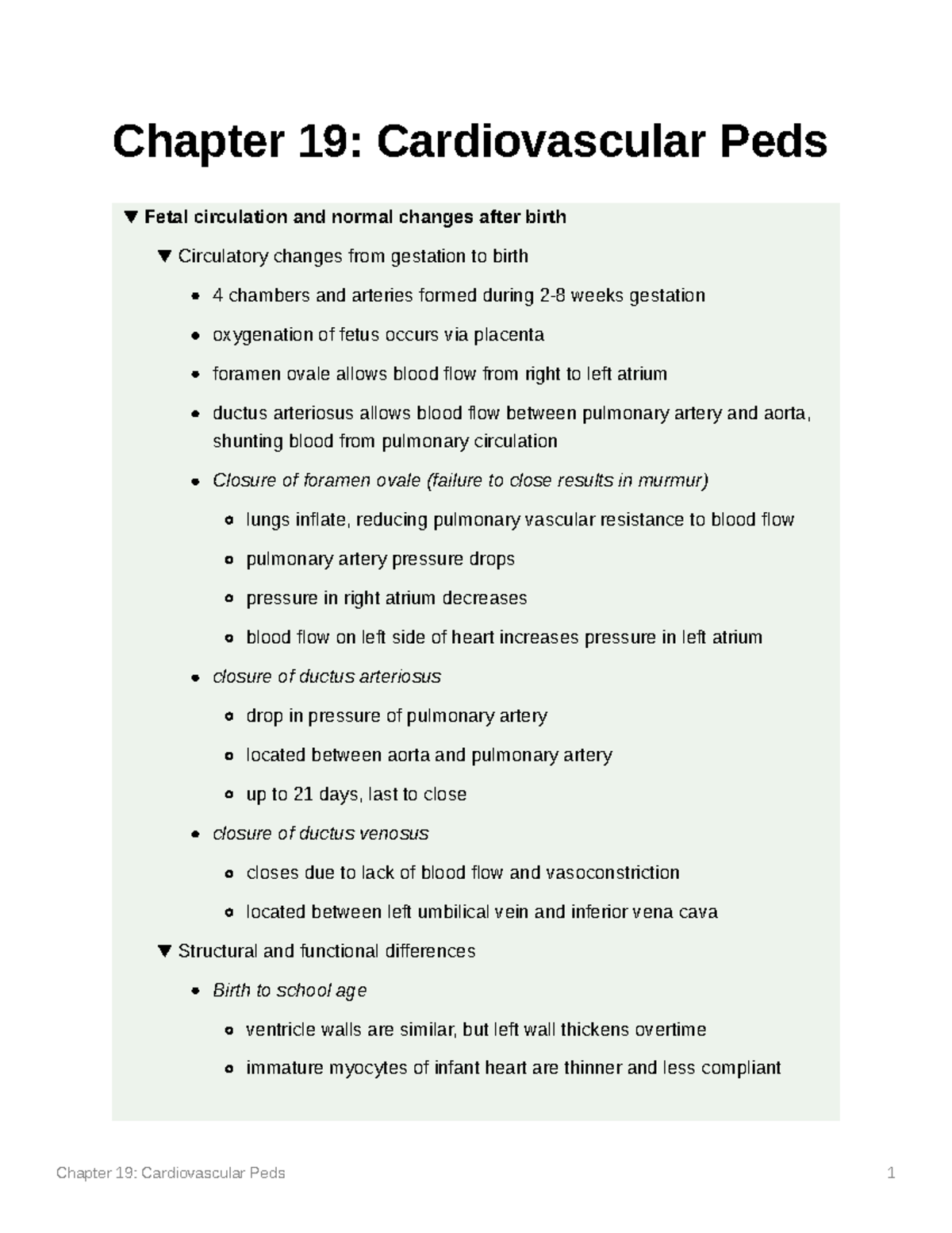 Chapter 19 Cardiovascular Peds - Chapter 19: Cardiovascular Peds Fetal ...