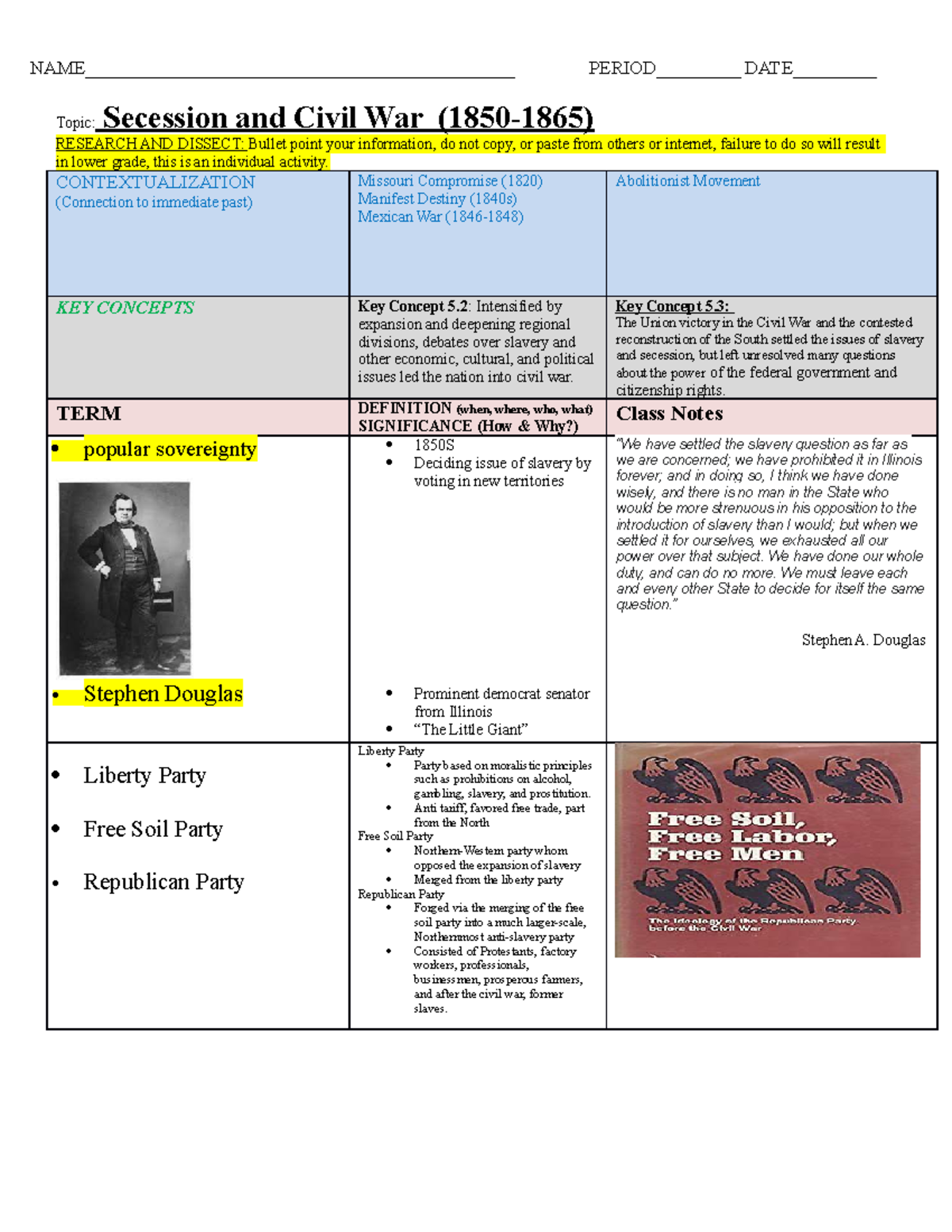 06 Civil WAR Notes - NAME ...