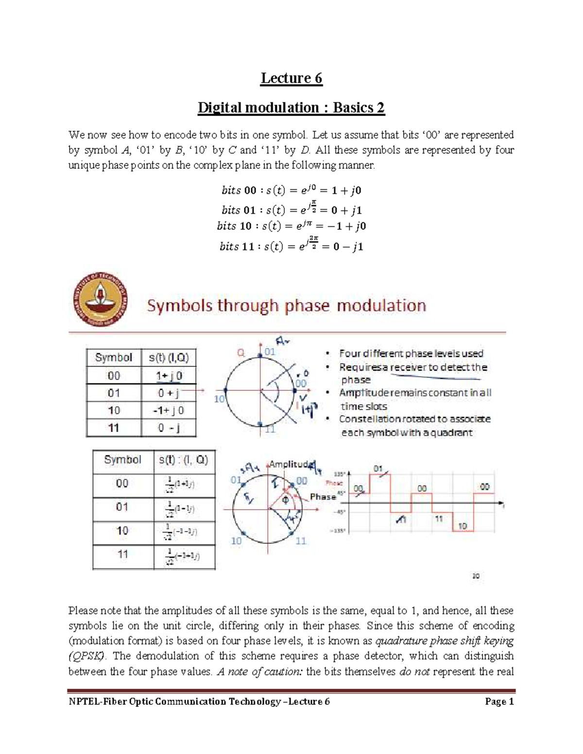 Lec6 - Notes - Digital modulation : Basics 2 We now see how to encode ...