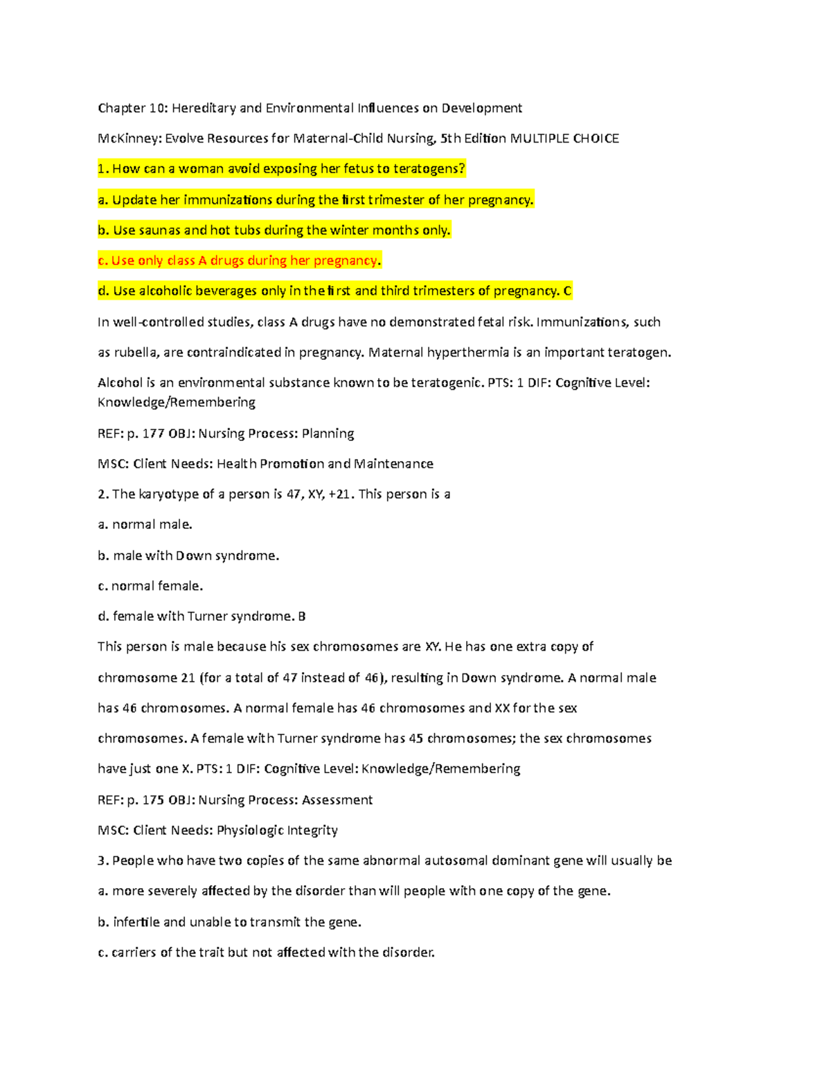 Chapter 10 hereditary and environmental influence on development ...