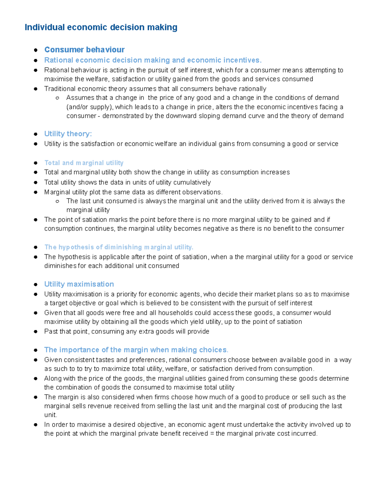 Behavioural Economics Notes - Individual economic decision making ...
