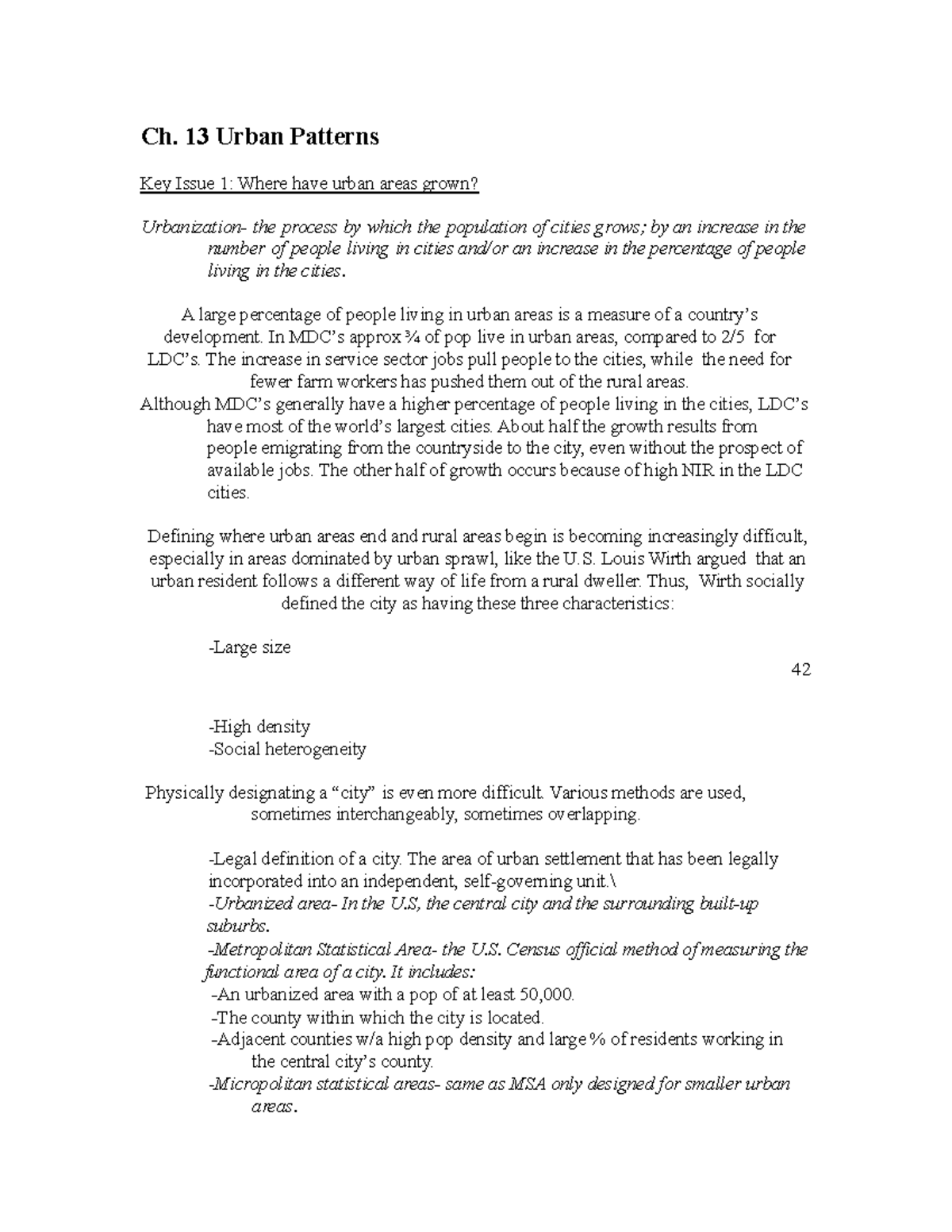 Copy of APHG Notes - Ch. 13 Urban Patterns Key Issue 1: Where have ...