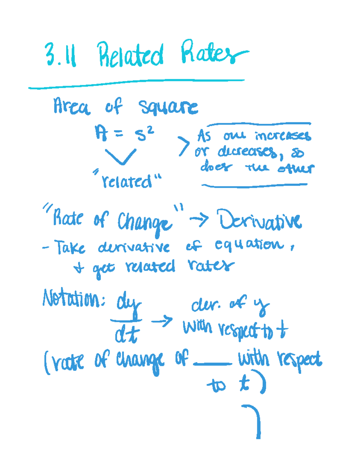 related rates notes - Italianate A 52 y Asoneincreases or decreases so ...