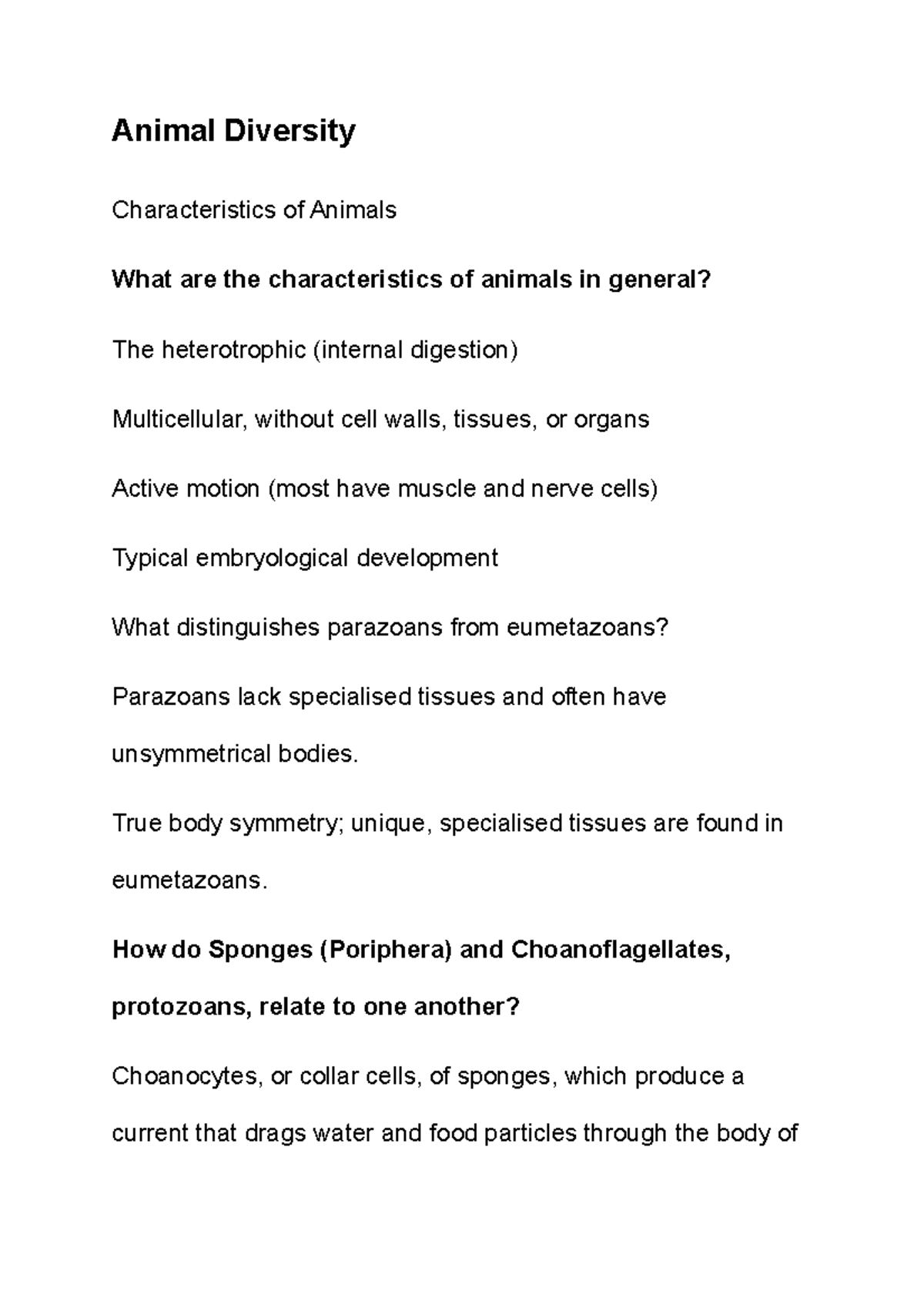 Animal Diversity Notes Animal Diversity Characteristics Of Animals animal-diversity-notes-animal-diversity-characteristics-of-animals
