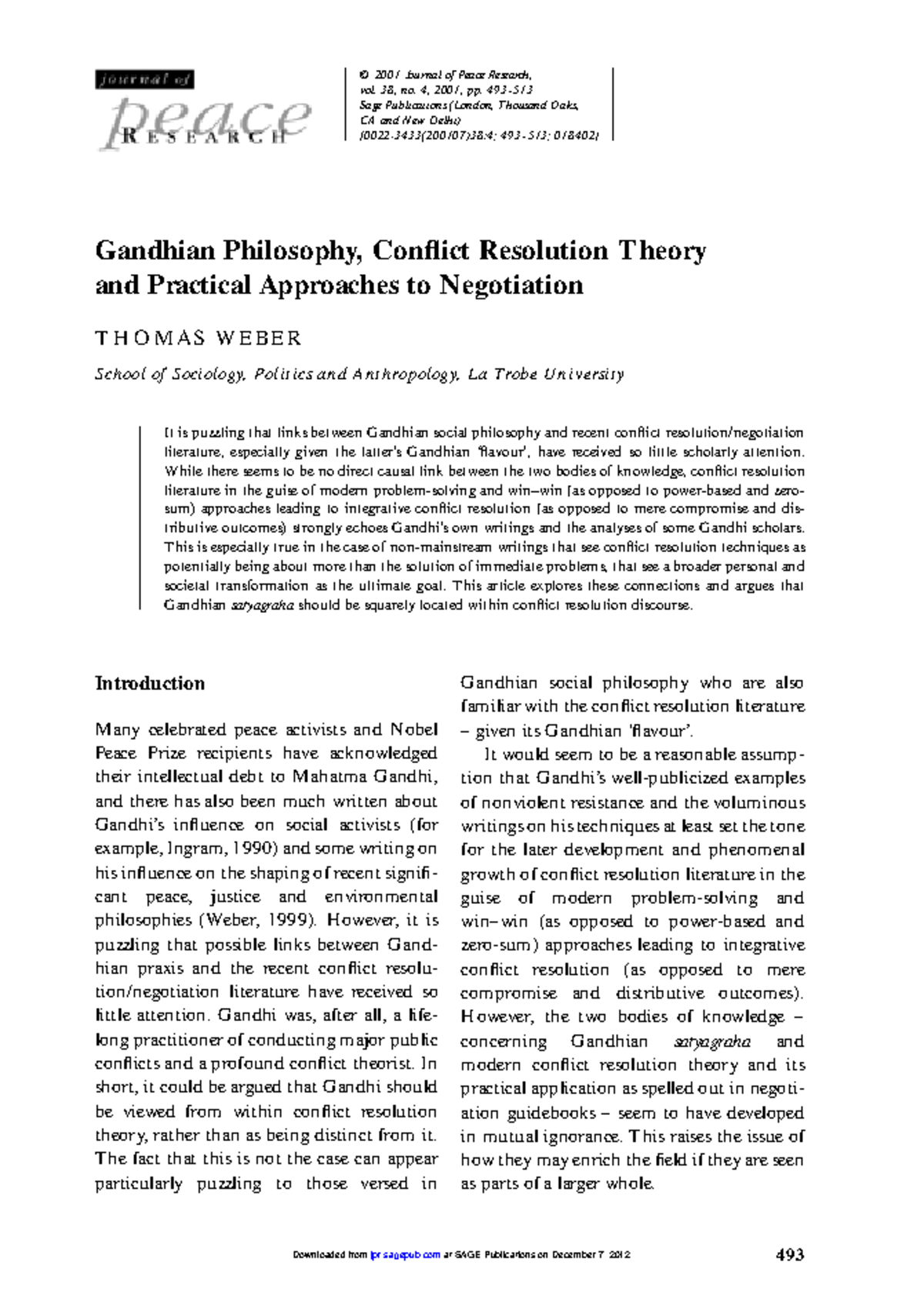 Gandhian Philosophy, Conflict Resolution Theory and Practical ...