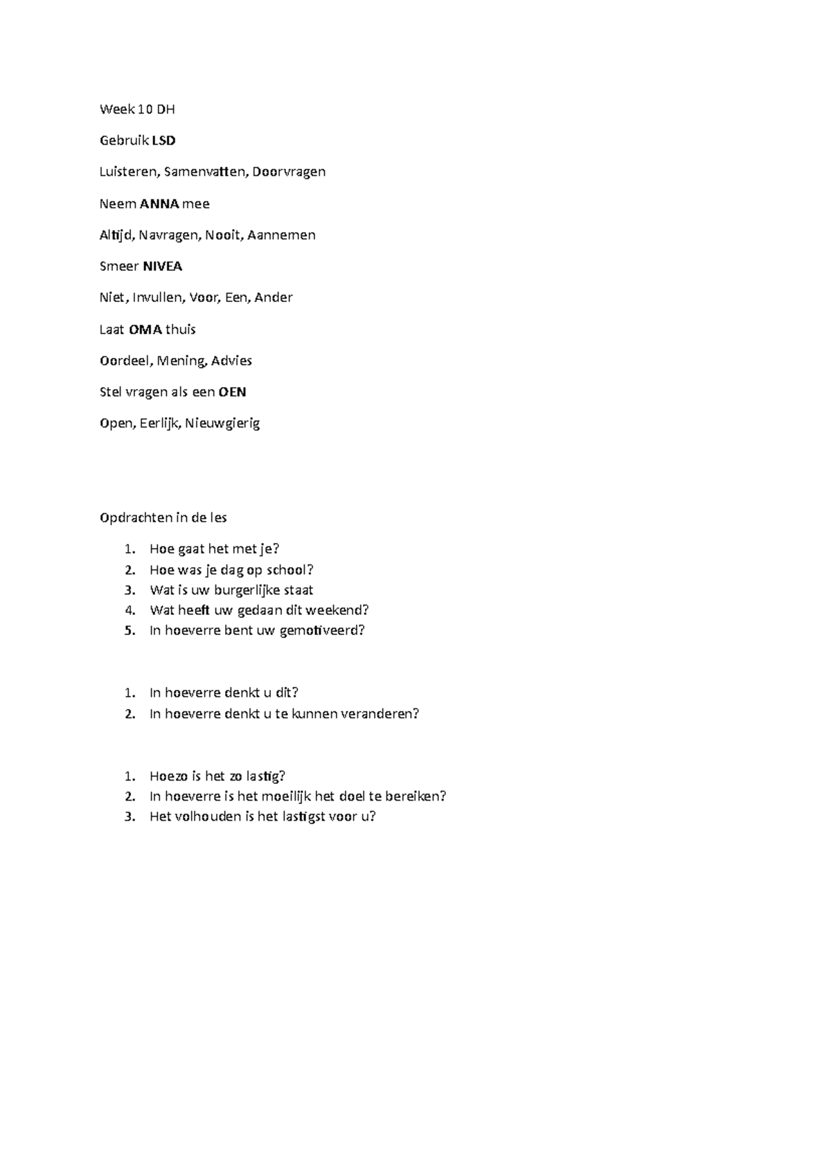 DH ezelsbruggetjes: ANNA, OMA, NIVEA enz.. - Week 10 DH Gebruik LSD ...