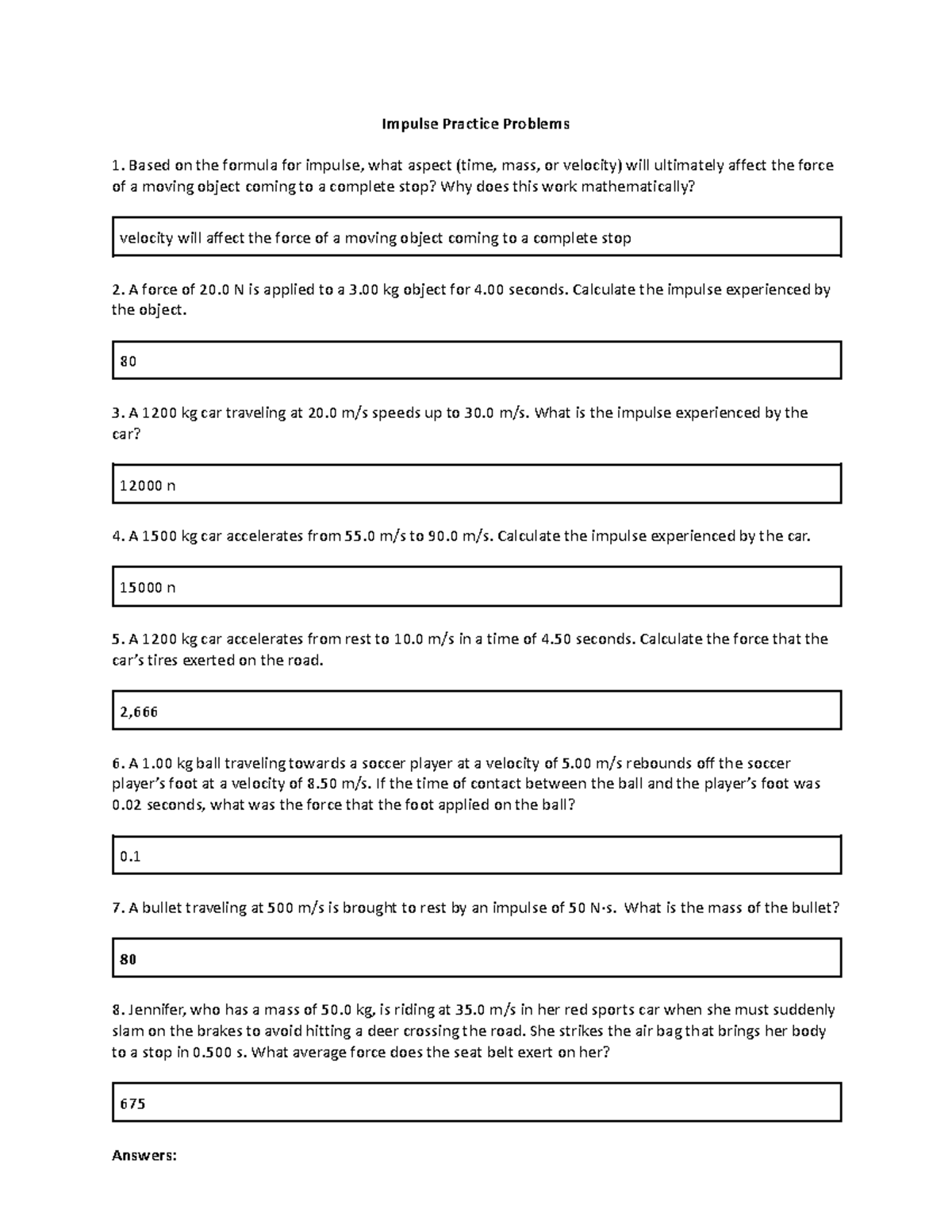 Salah Mohammad Salah - Impulse Practice Problems - Impulse Practice ...