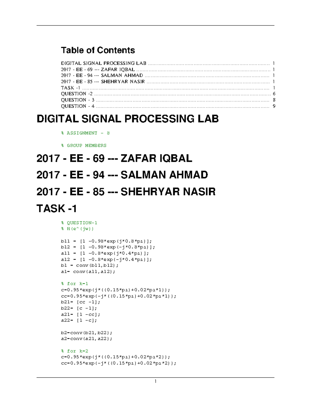 Assignment - 8 - Lecture notes 8 - Table of Contents DIGITAL SIGNAL ...