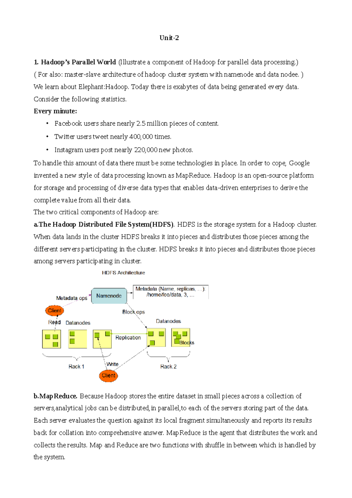 Bda Unit Yukkijhun Unit Hadoops Parallel World Illustrate A Component Of Hadoop For