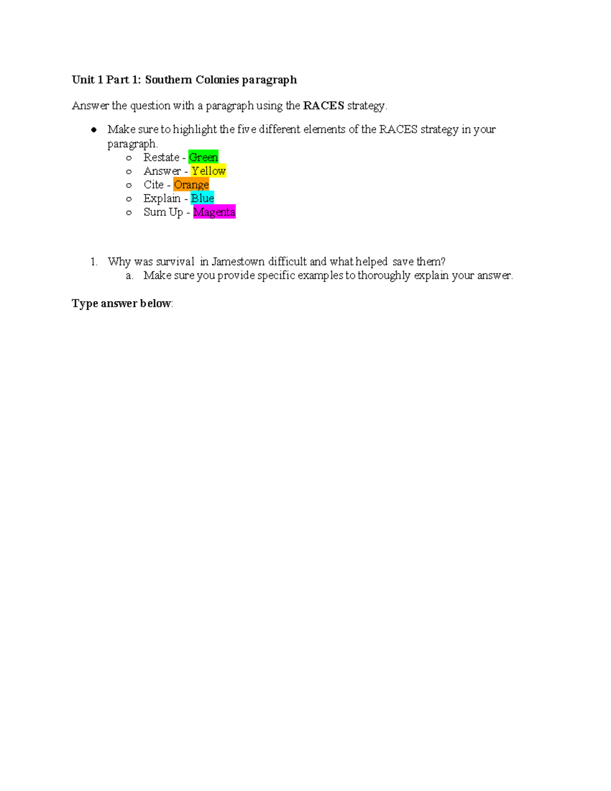 Detrick Thompson - 01 01 Southern Colonies Paragraph - Unit 1 Part 1 ...