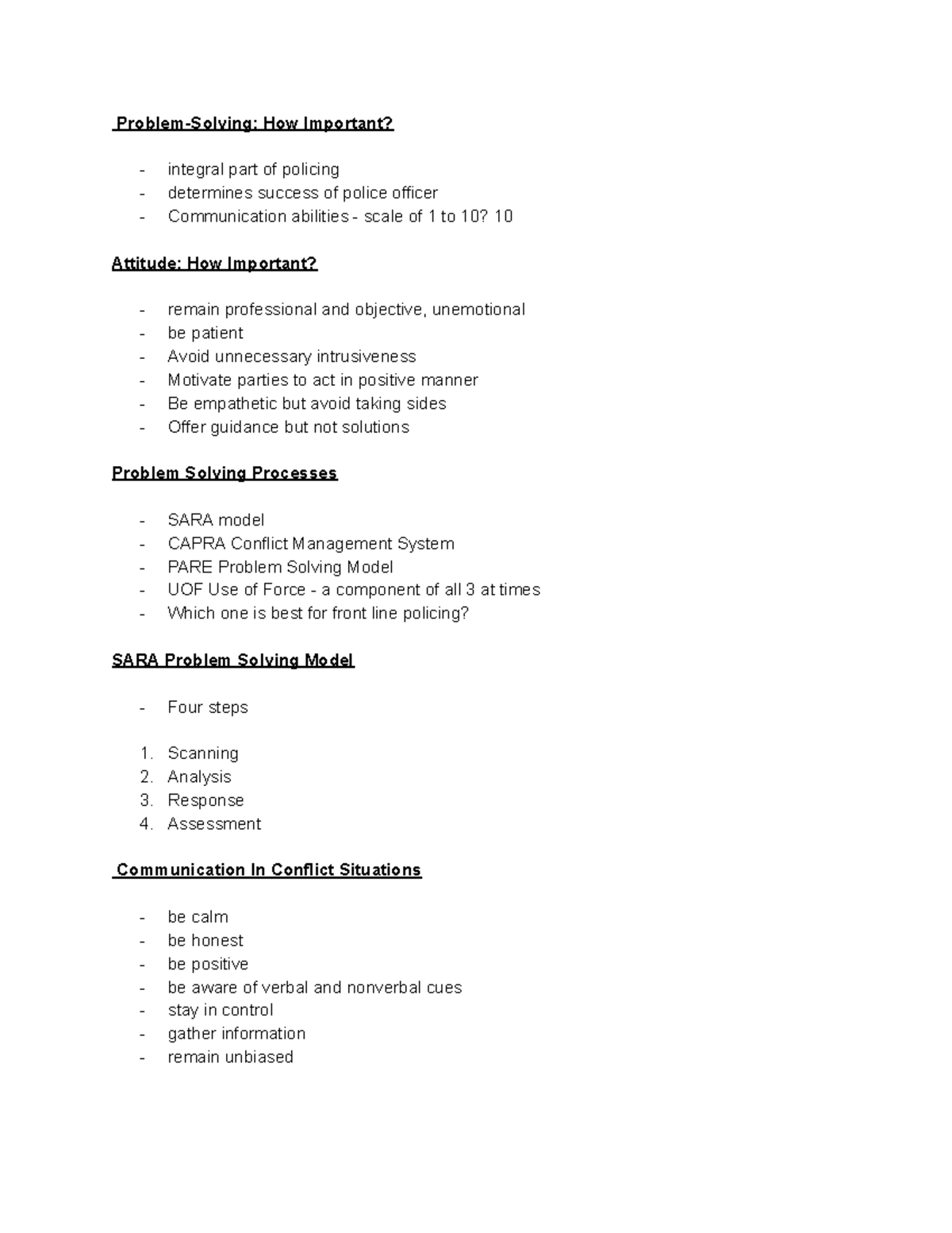 Conflict Management - notes from class - Problem-Solving: How Important ...