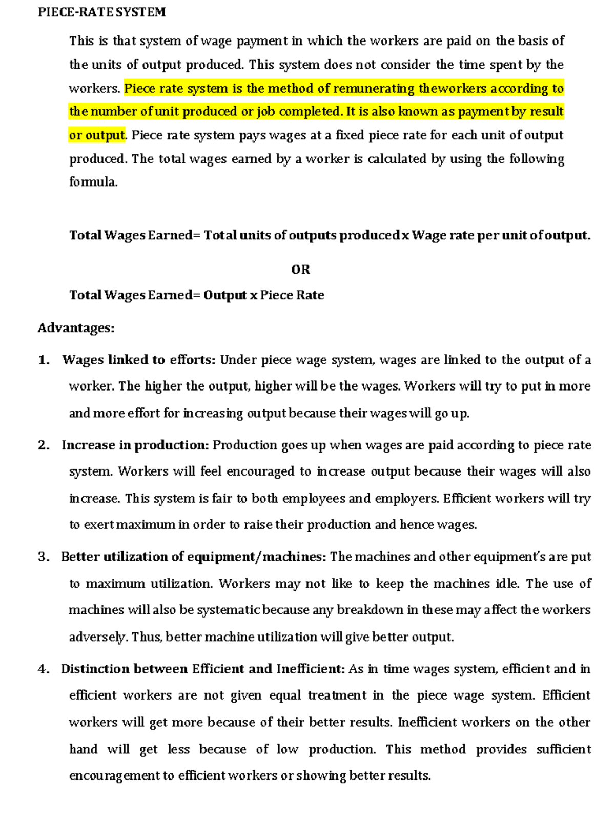 C OST A Ccounting 40 Cost Accounting Details PIECE RATE SYSTEM This