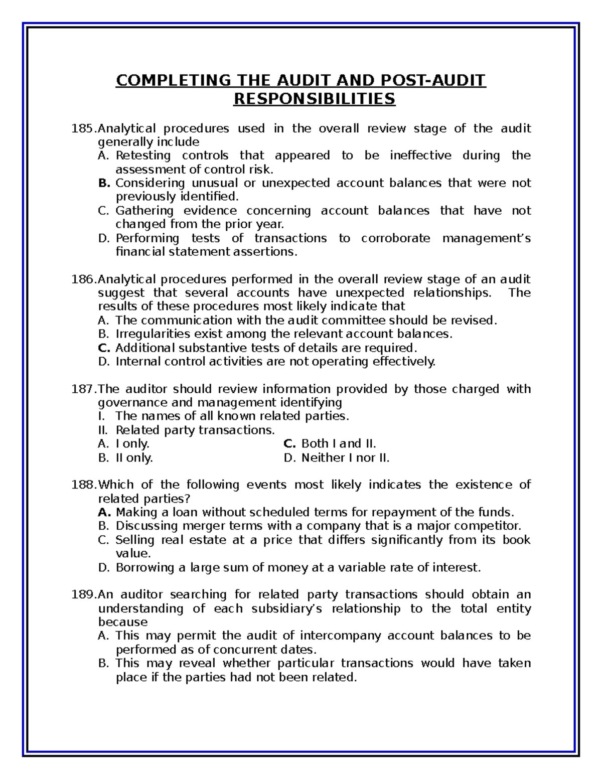 Completing THE Audit AND POST- Audit Responsibilities - COMPLETING THE ...