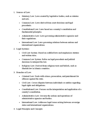 Note corse - learning - Definition of Law: The law refers to a set of ...