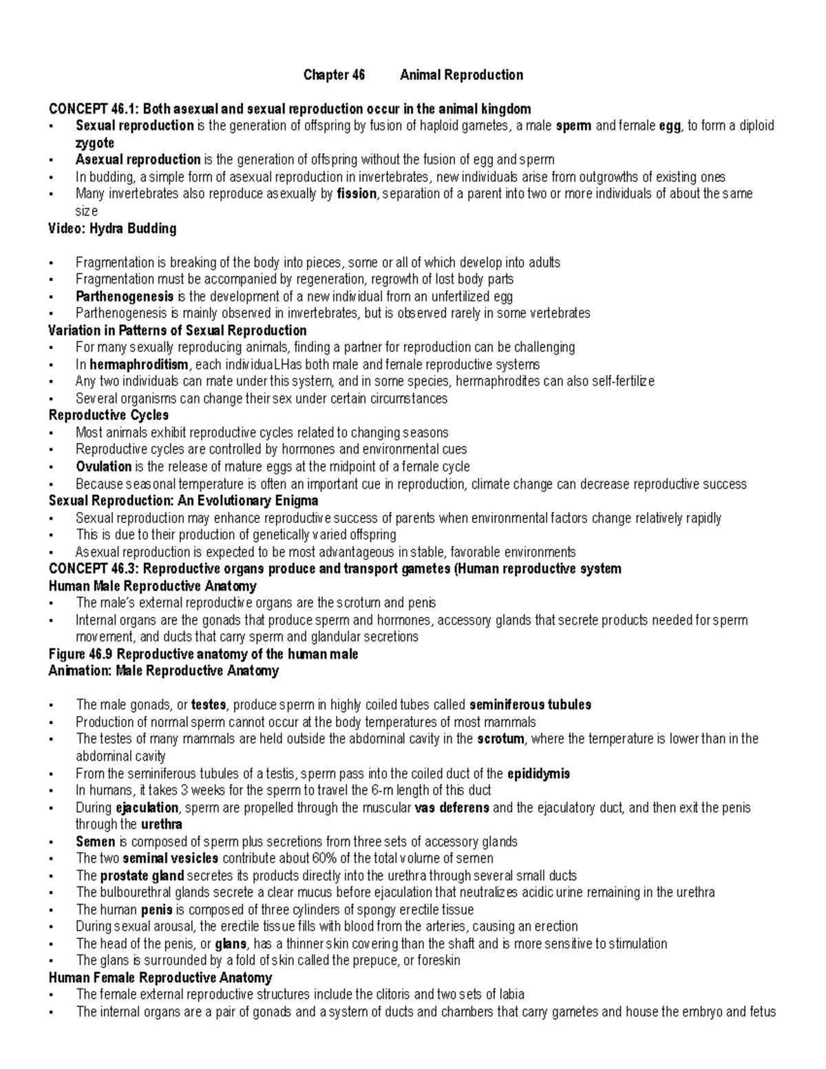 46 Animal Reproduction - Chapter 46 Animal Reproduction CONCEPT 46 ...