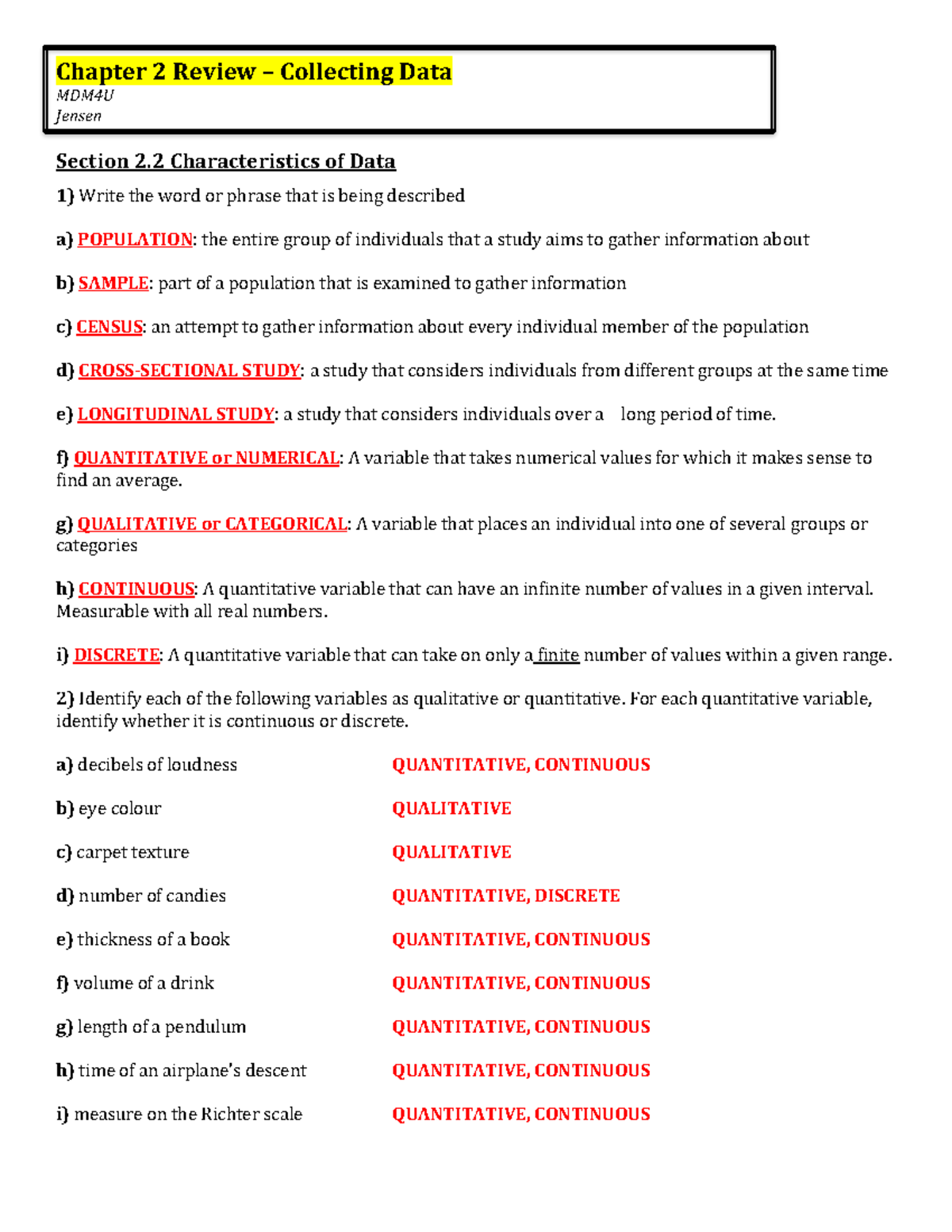 7 - this is the worksheet answers - Chapter 2 Review – Collecting Data ...