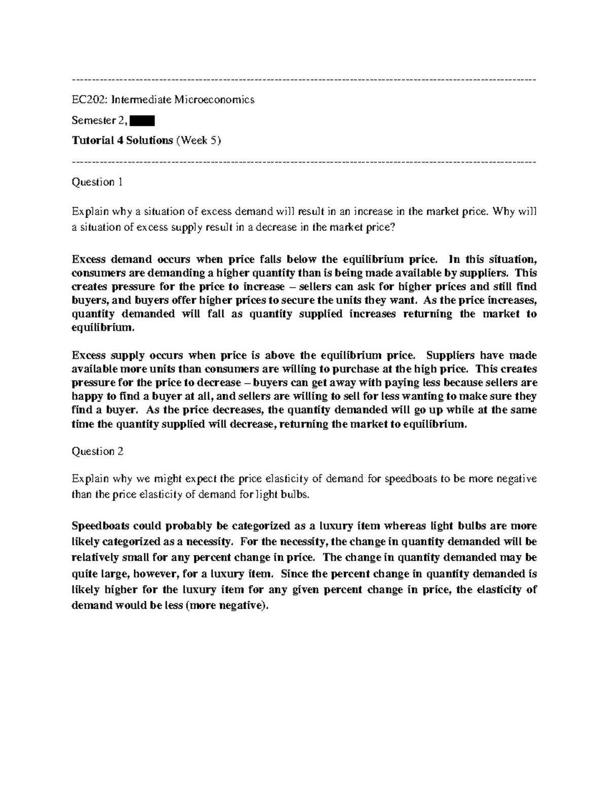 Tutorial 4 Solutions - EC202: Intermediate Microeconomics Semester 2 ...