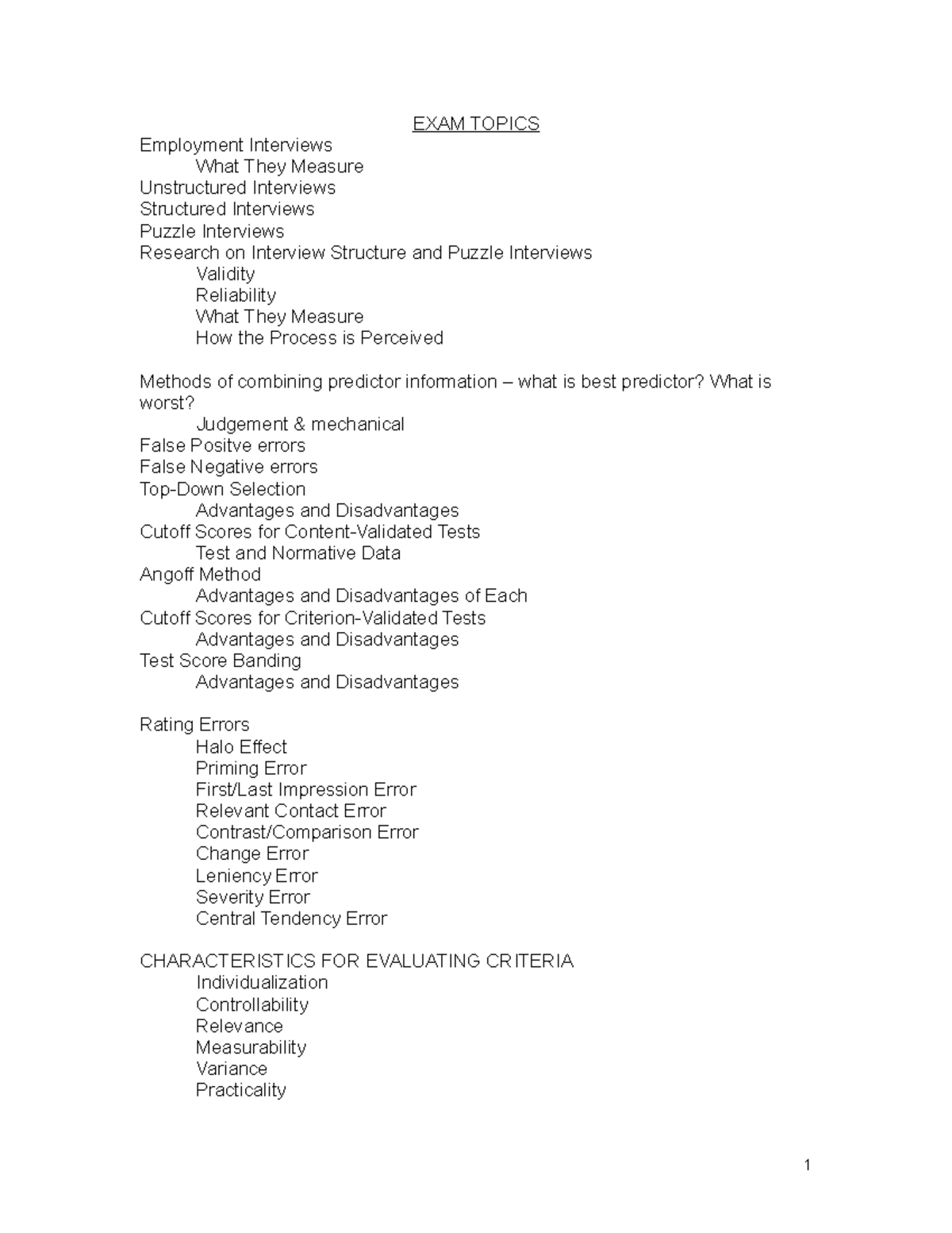 Exam 3 Study Sheet Exam Pratice Material Exam Topics Employment