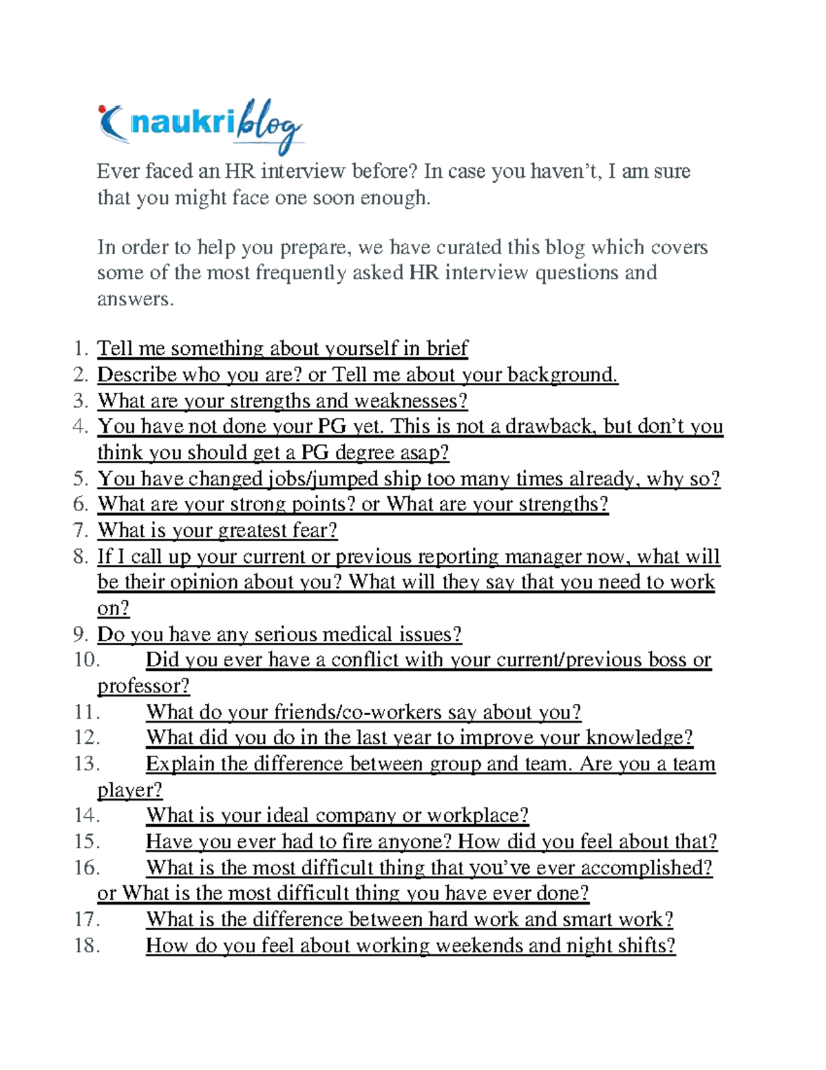 Top 56 HR round questions - Ever faced an HR interview before? In case ...