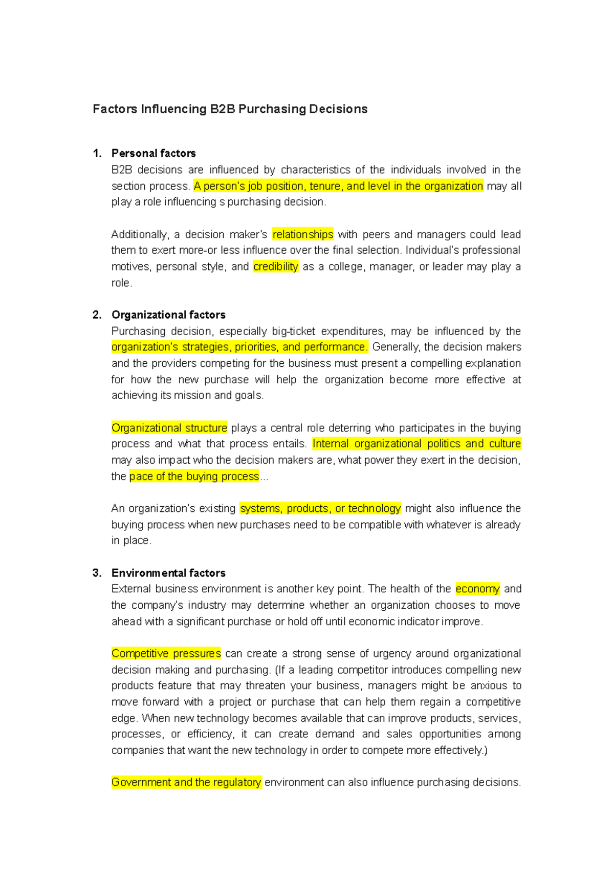 Factors Influencing B2B Purchasing Decisions - Personal factors B2B ...