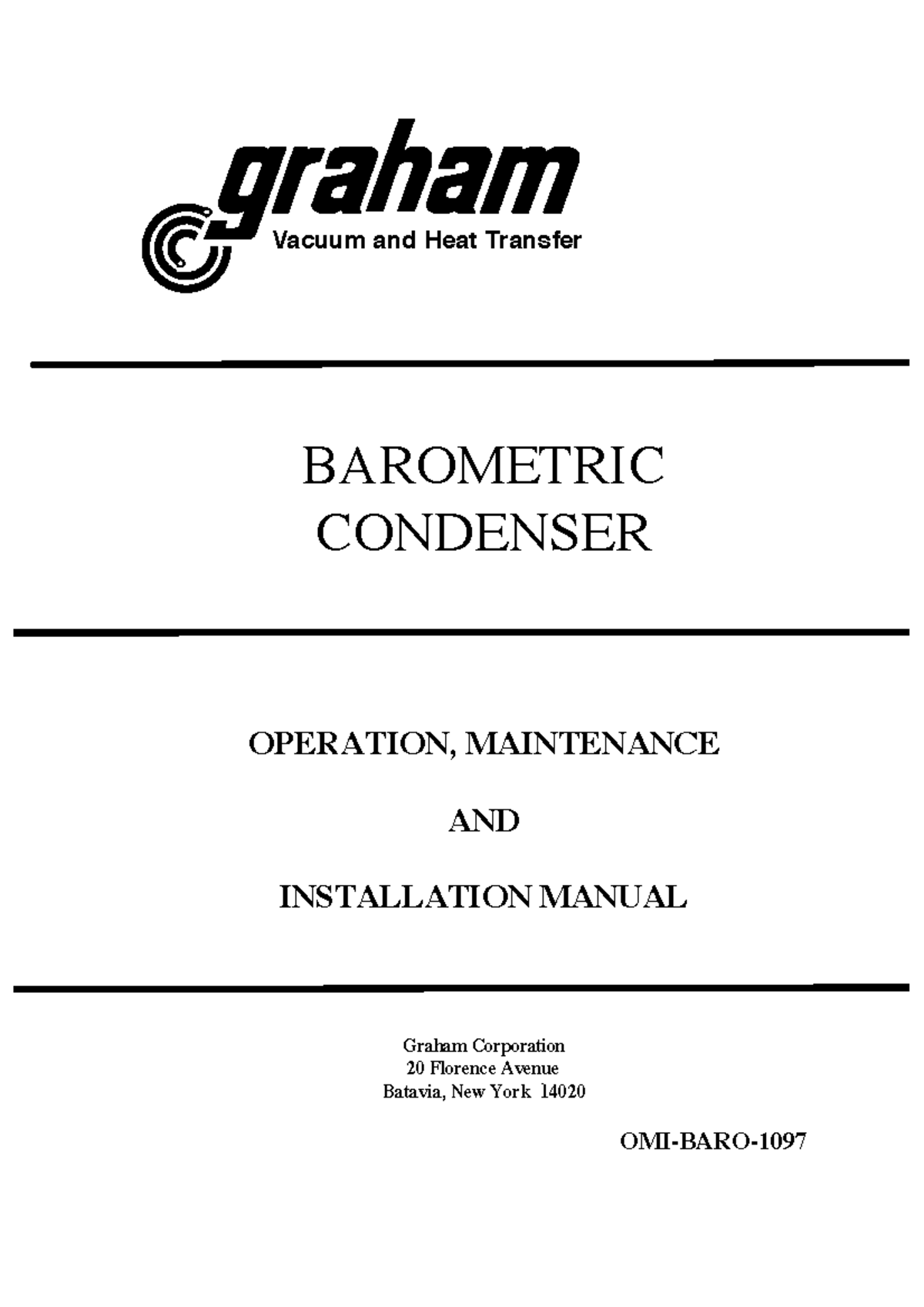 Graham Cond Barometrico - BAROMETRIC CONDENSER OPERATION, MAINTENANCE ...