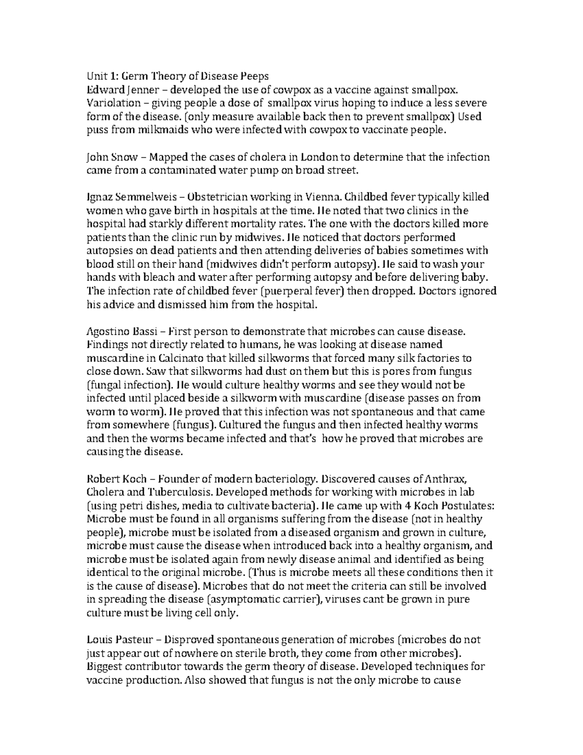 MGY277 Exam Guide - Lecture notes Whole course - Unit%1:%Germ%Theory%of ...