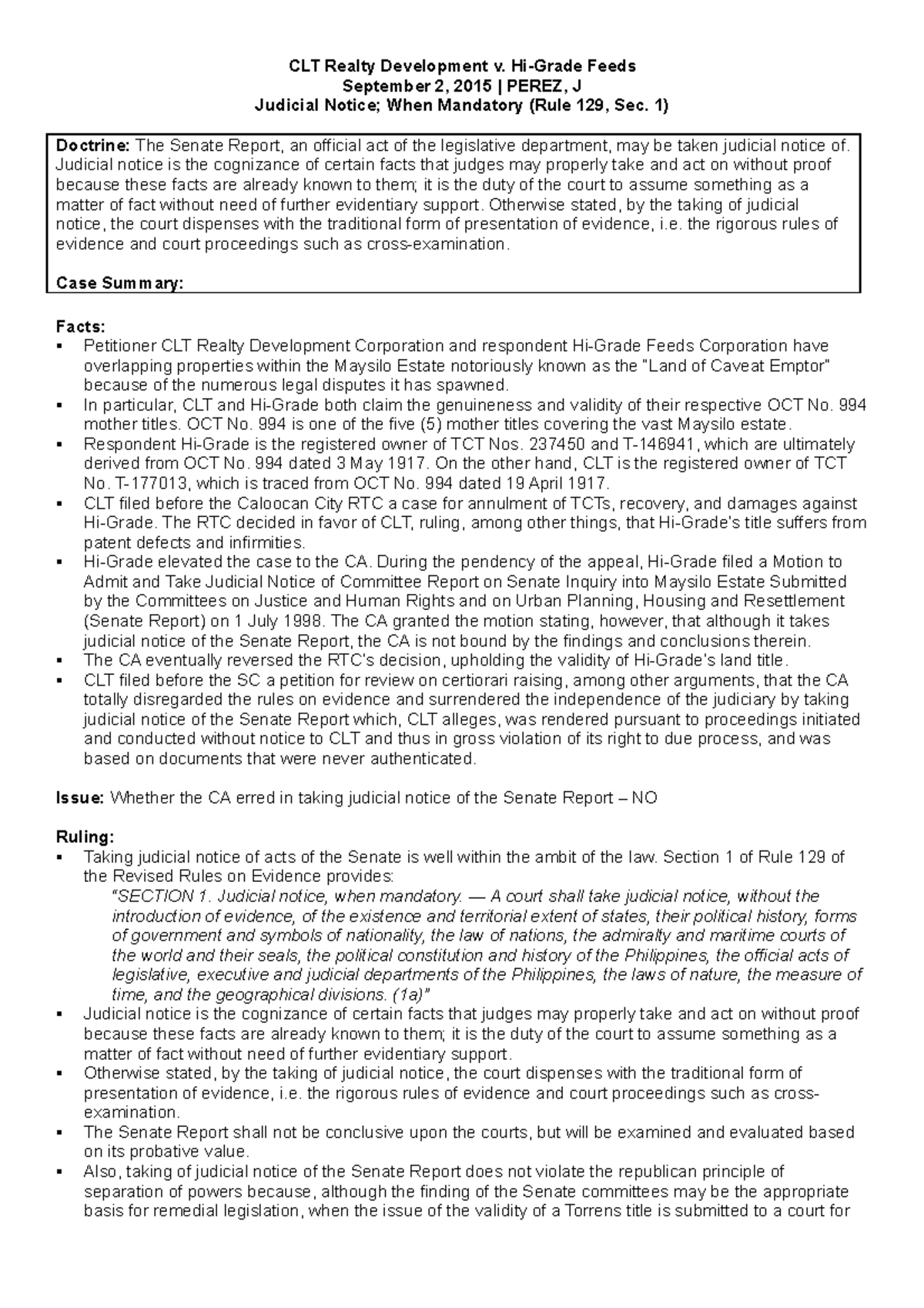 2 CLT Realty Development v. Hi Grade Feeds - CLT Realty Development v ...