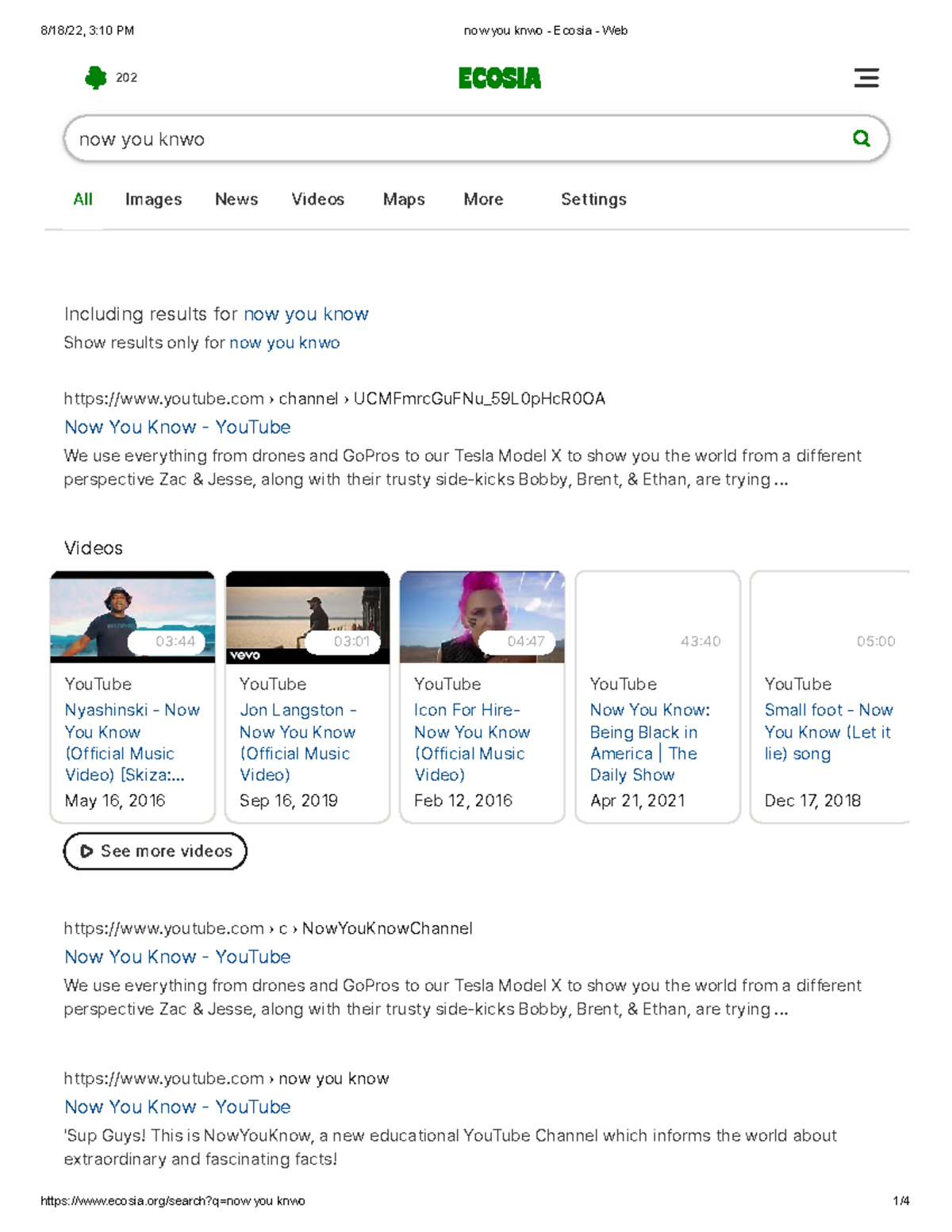 Now you knwo - Ecosia - Web - Including results for now you know Show ...