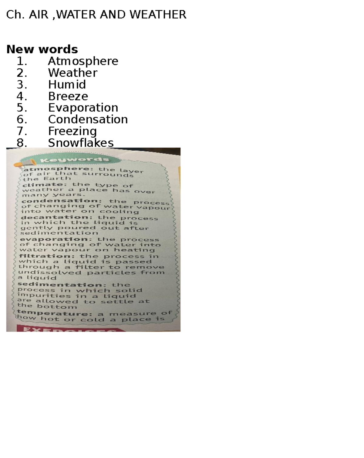 Air water weather - ghfjb - Ch. AIR ,WATER AND WEATHER New words 1 ...