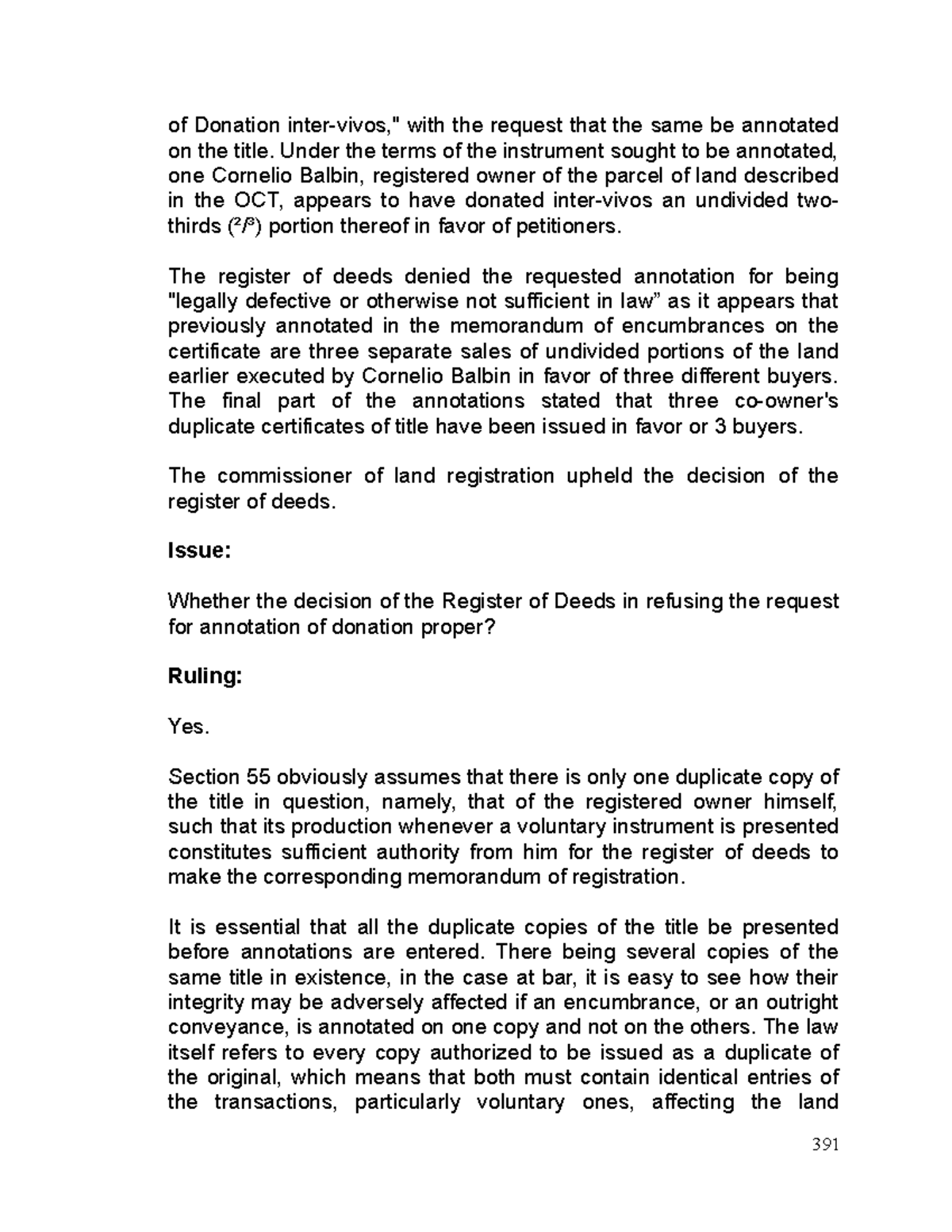 Cases IN LTD Complete 40 - Land Titles and Deeds - UBian - Studocu