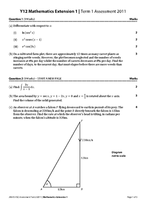 2008 SOLN - James Ruse Past Paper - Question 1 (10 Marks) START A NEW ...