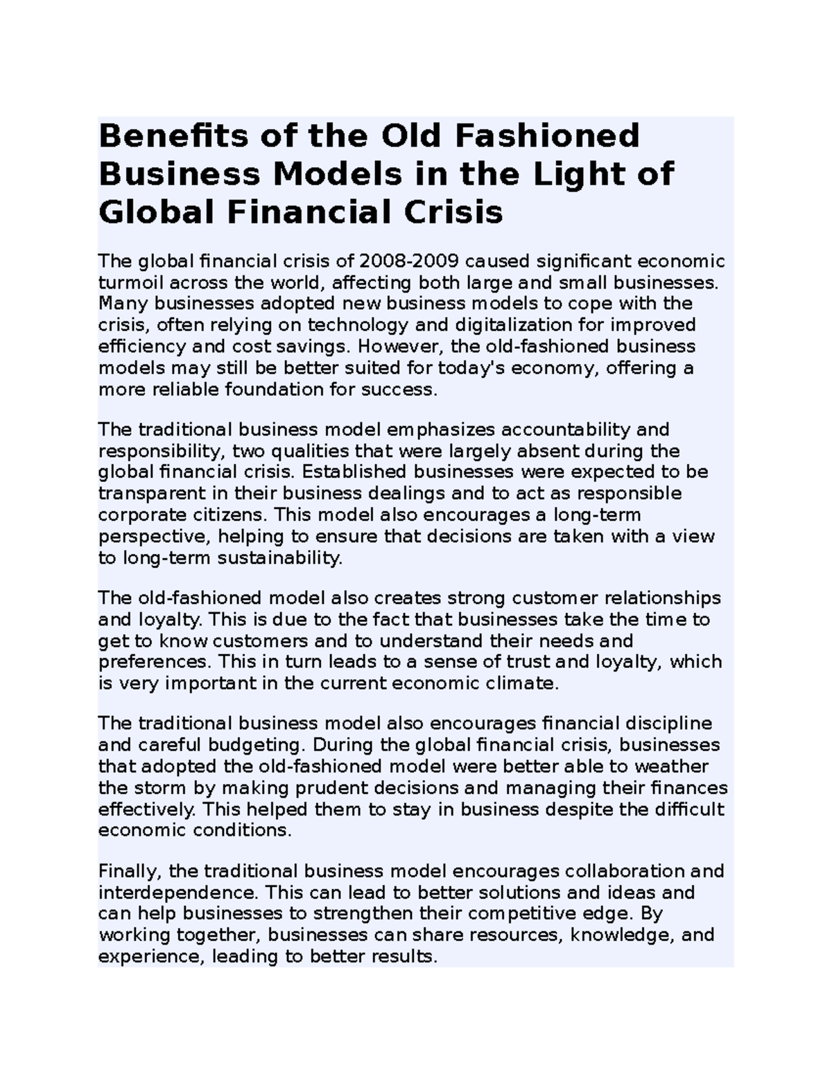 EP 11 - informative - Benefits of the Old Fashioned Business Models in ...