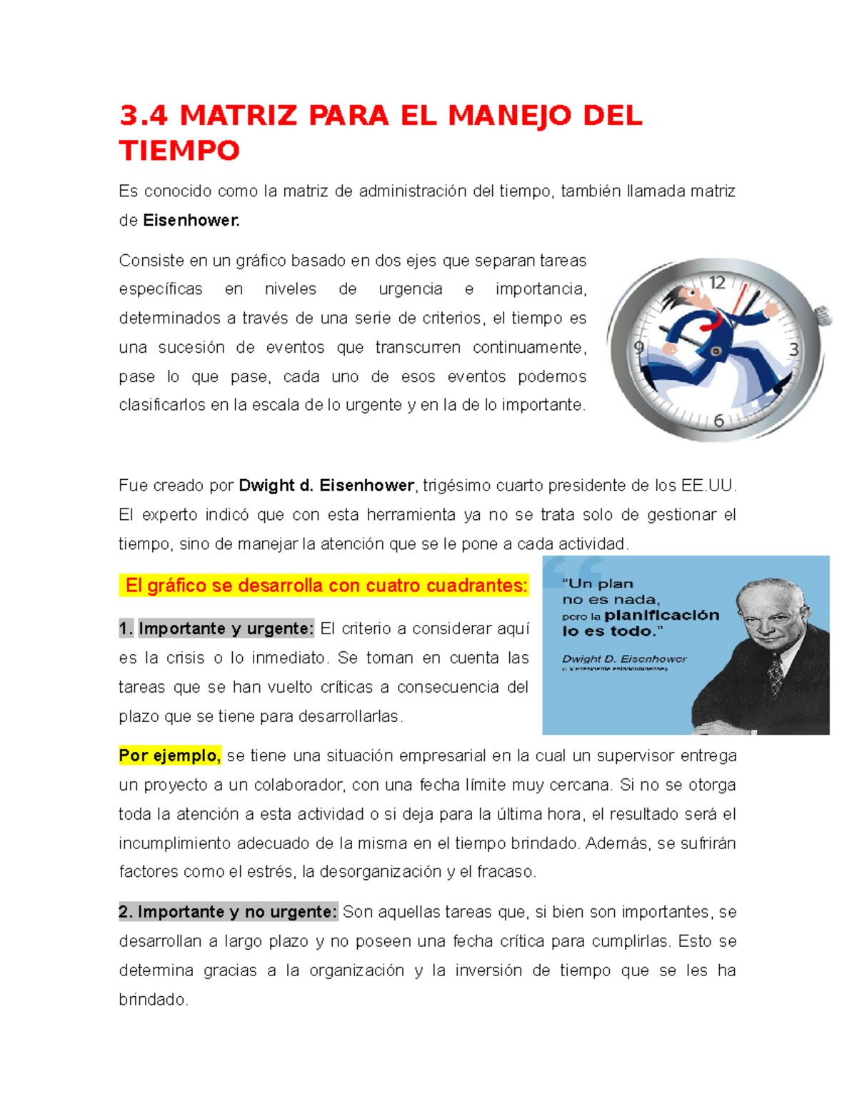 3.4 Matriz PARA EL Manejo DEL Tiempo - 3 MATRIZ PARA EL MANEJO DEL ...